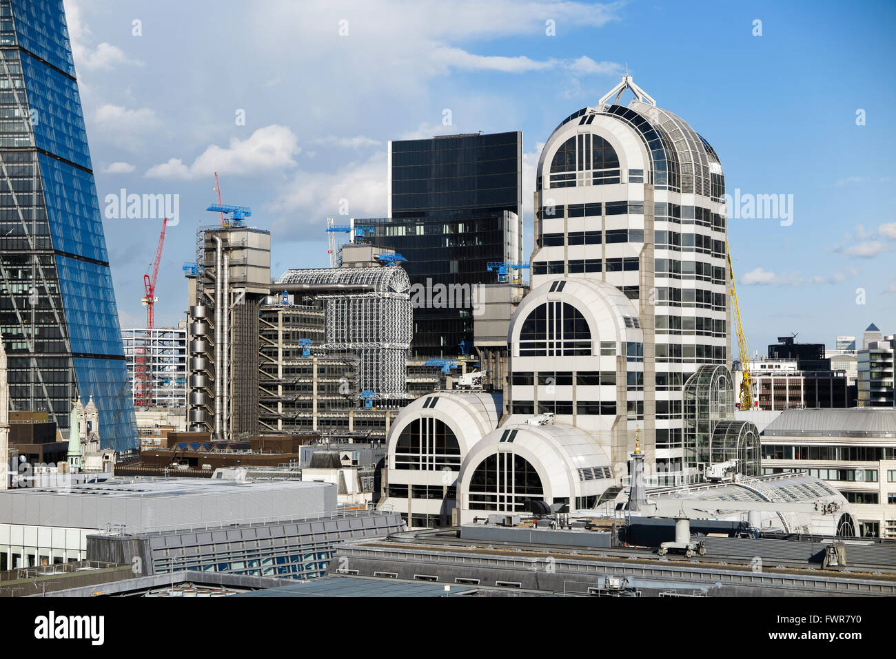 The art deco Twenty Gracechurch Street and the Lloyds Building in the ...