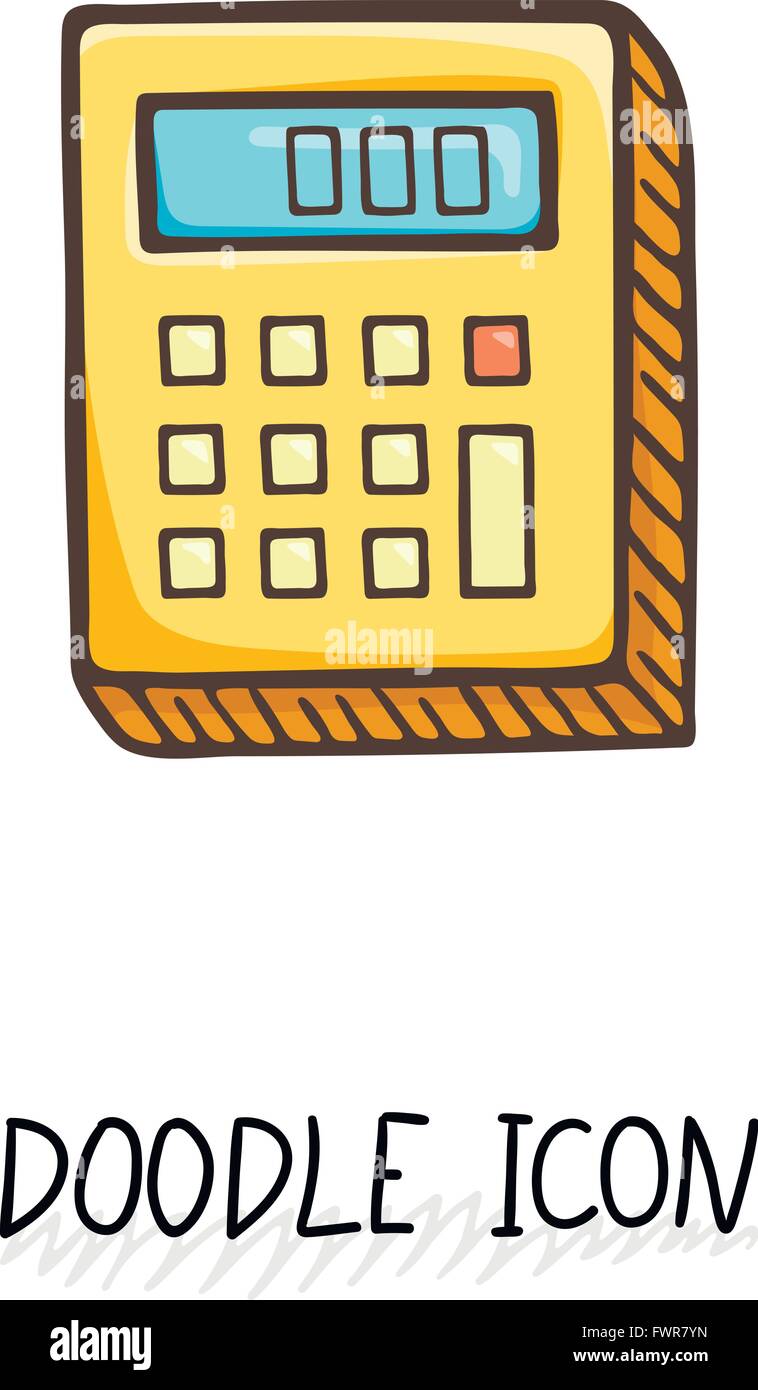 Calculator icon in doodle Stock Vector Images - Alamy