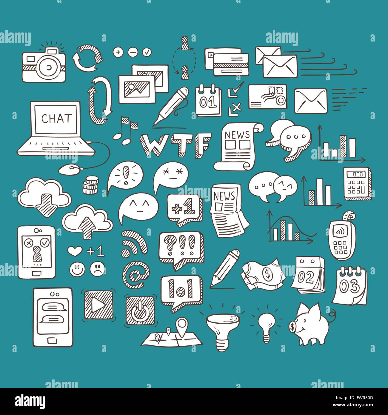 Set universal doodle icons variety hi-res stock photography and images ...