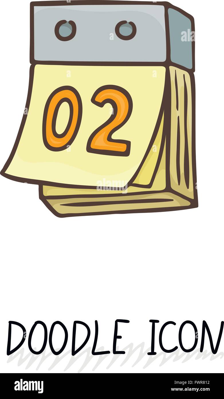 Doodle calendar icon. Tear-off calendar Stock Vector Image & Art - Alamy