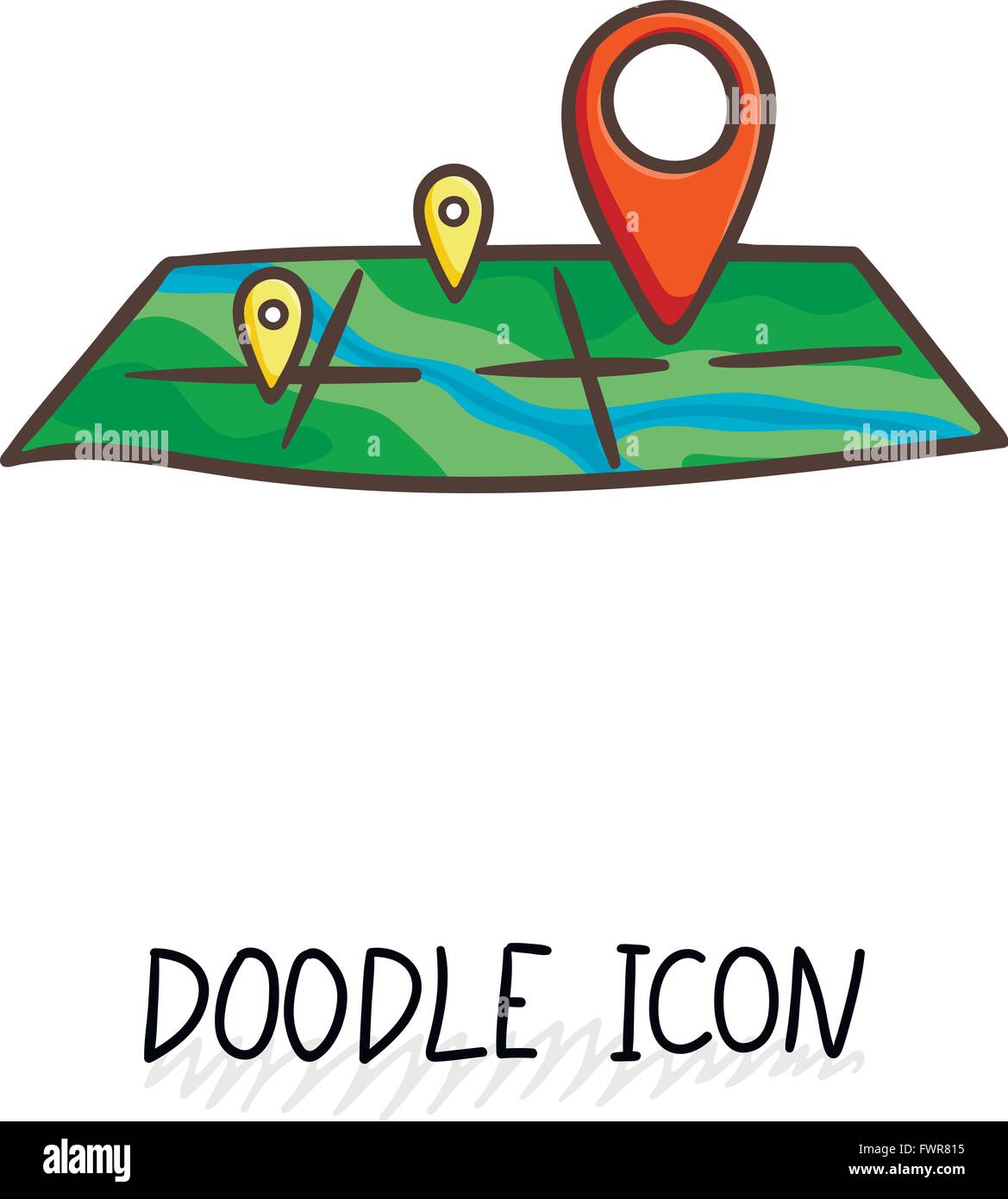 Doodle location icon. Map pictogram Stock Vector Image & Art - Alamy