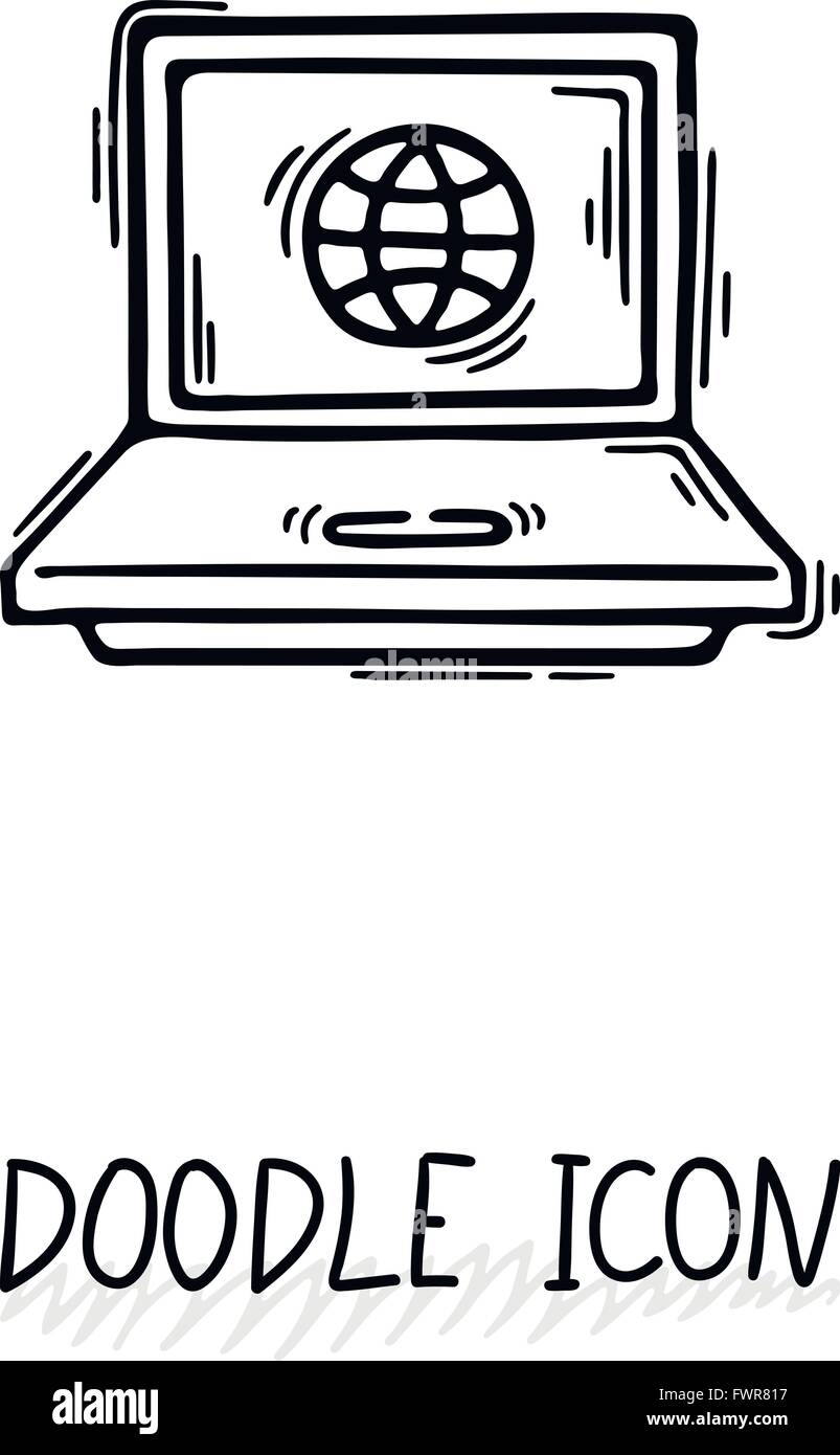 Doodle Laptop Icon illustration. Netbook, ultrabook Stock Vector Image ...