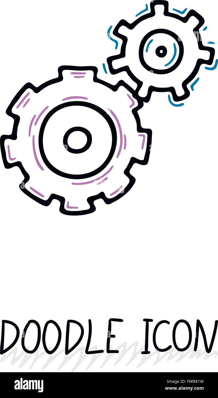 Doodle icon of gears. Technology, mechanics, team, group, community ...