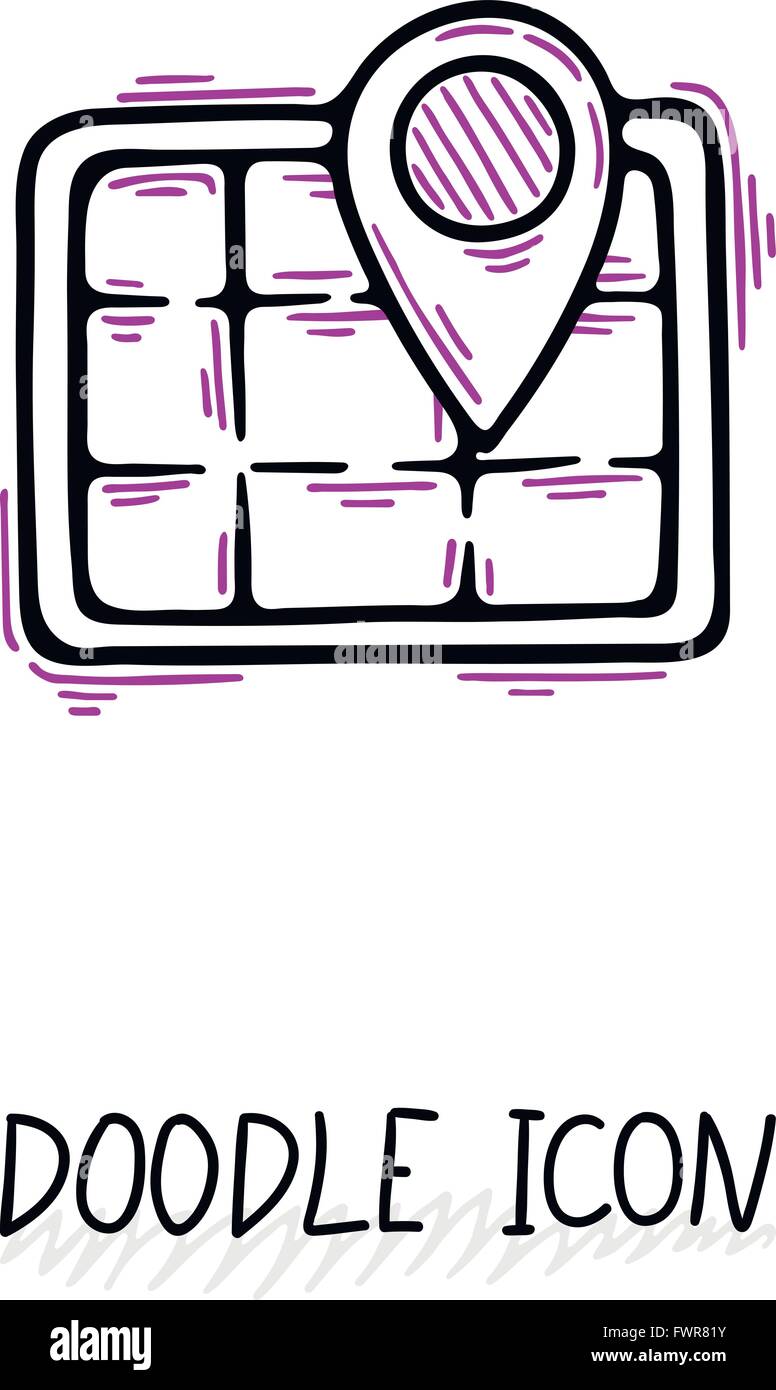Doodle location icon. Map pictogram Stock Vector Image & Art - Alamy