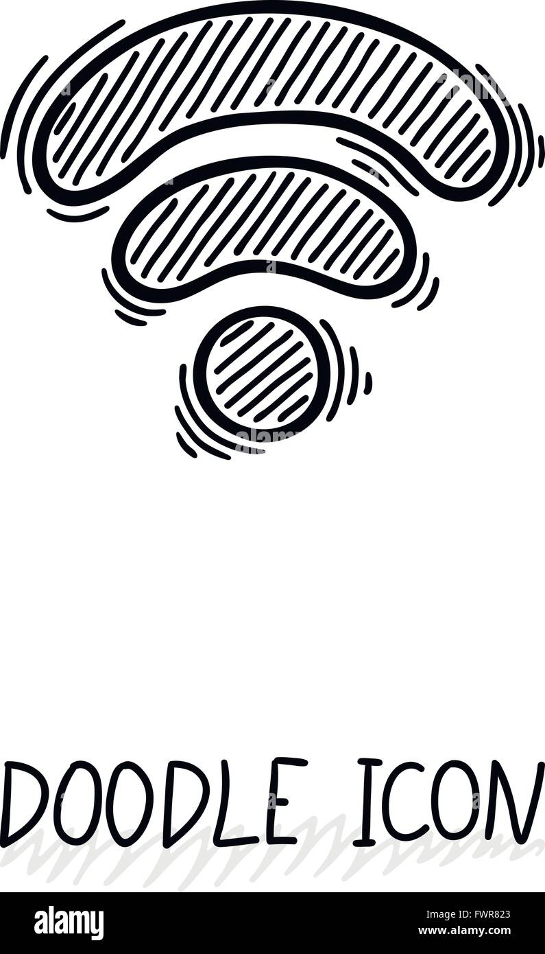 Doodle wifi icon. Vector internet and connection symbol Stock Vector ...