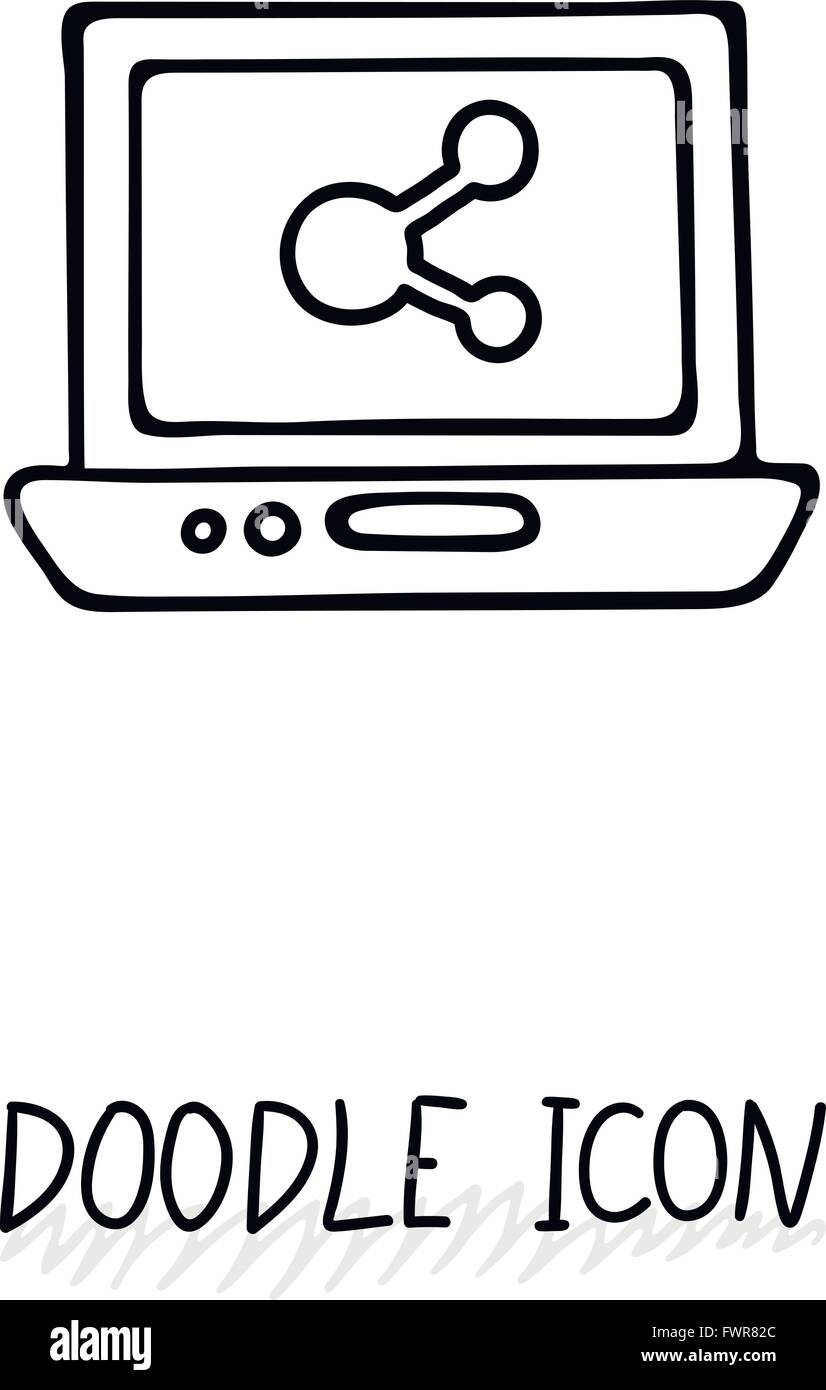 Doodle Laptop Icon illustration. Netbook, ultrabook Stock Vector Image ...