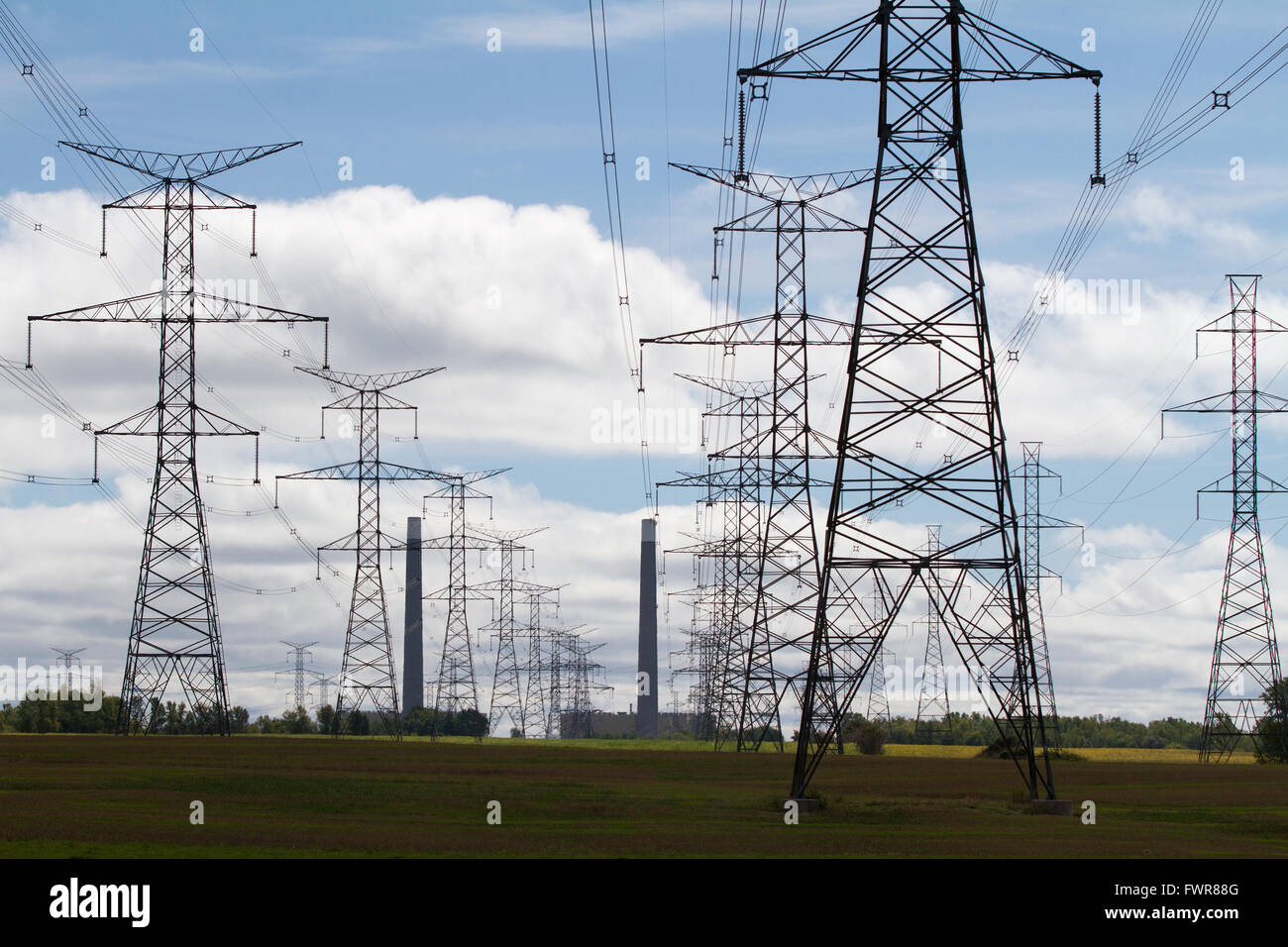 Electrical power lines runs from the Ontario Power Generation in Bath ...