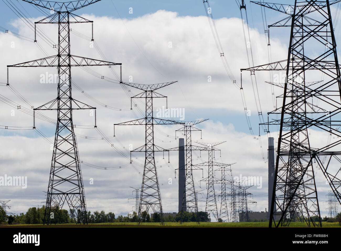 Electrical power lines runs from the Ontario Power Generation in Bath ...