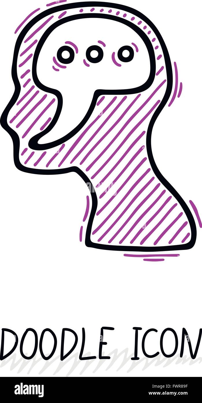 Doodle icon with human head. Symbol think and speak Stock Vector Image ...