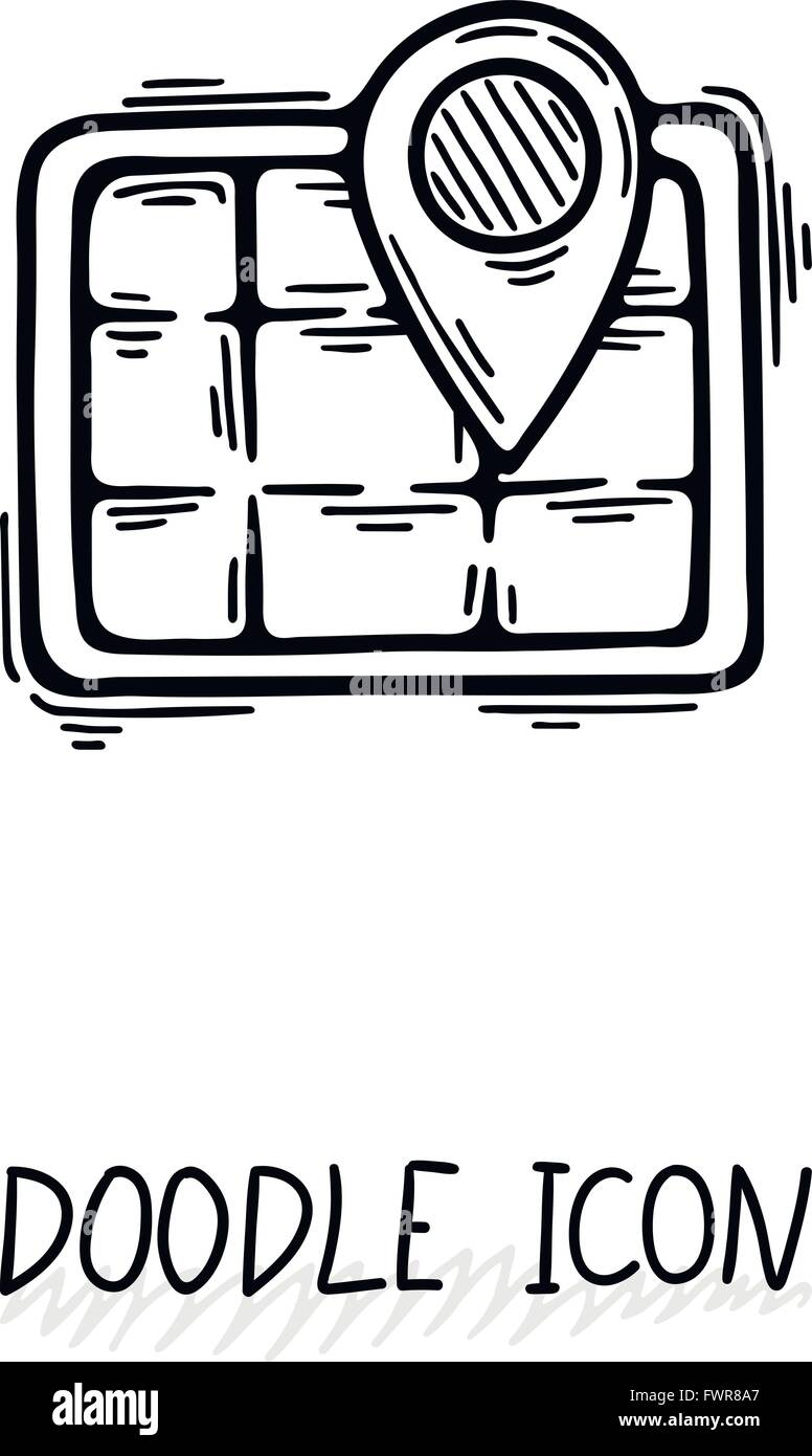Doodle location icon. Map pictogram Stock Vector Image & Art - Alamy