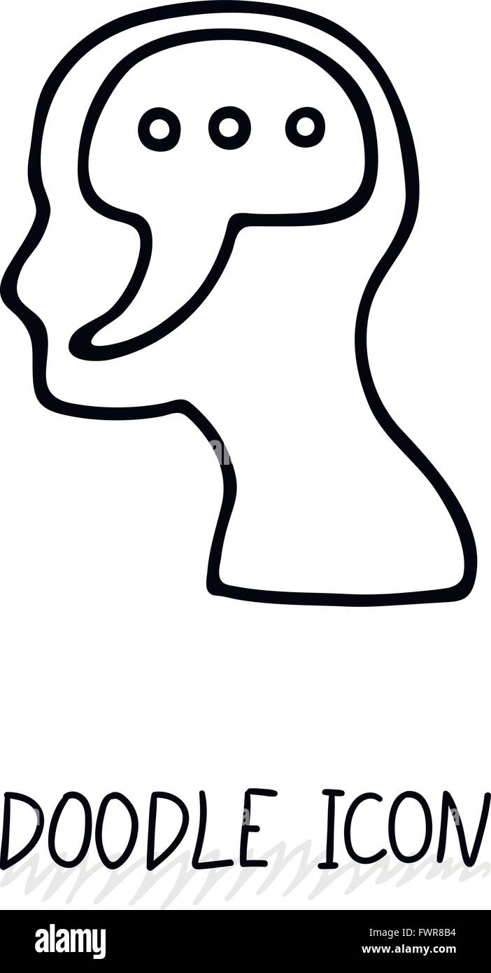 Doodle icon with human head. Symbol think and speak Stock Vector Image ...
