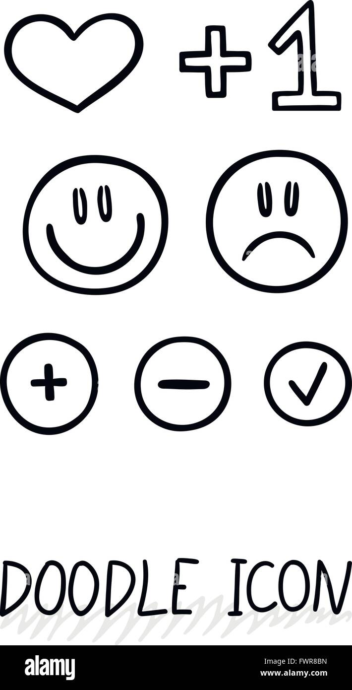 Set of doodle social icons. Love, plus, smiling Stock Vector Image ...