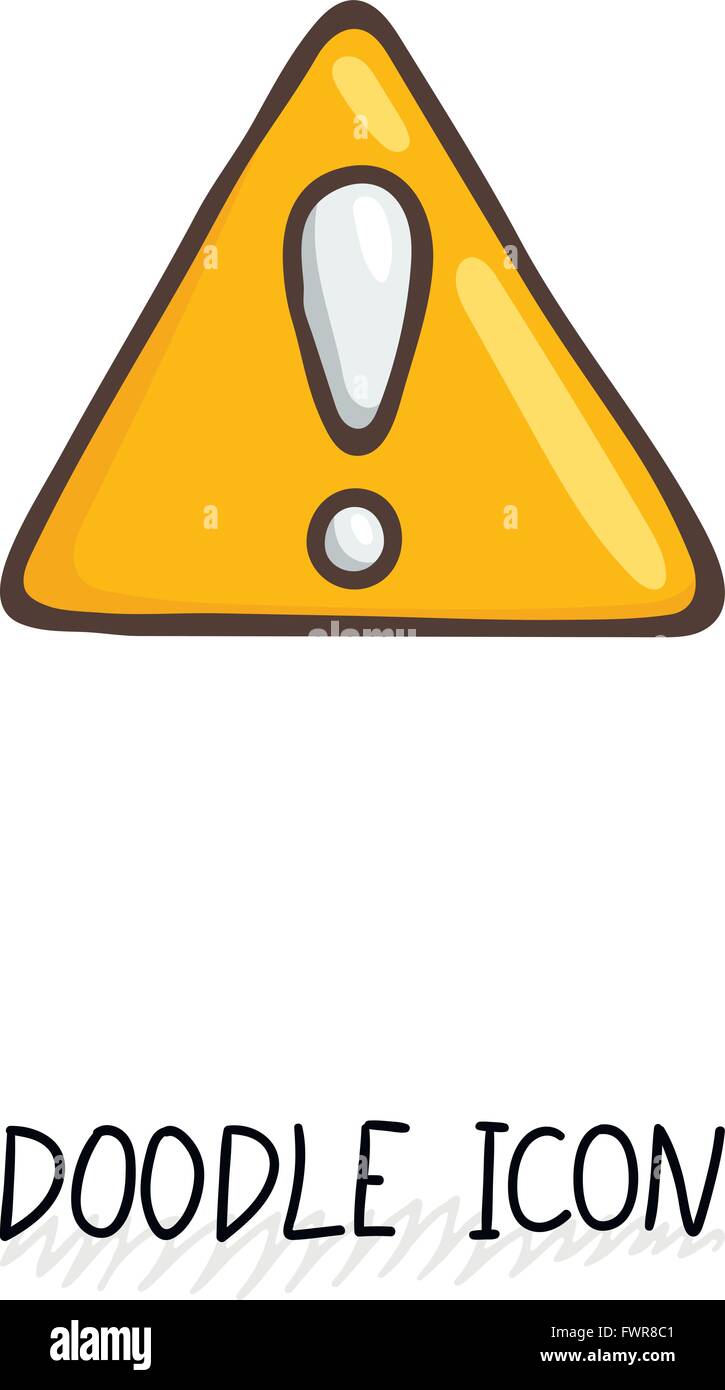 Doodle hazard warning sign with exclamation mark. Alert symbol Stock ...