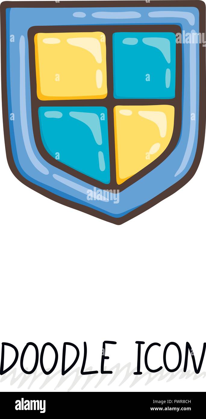 Vector doodle protection icon. Shield, antivirus pictogram Stock Vector ...