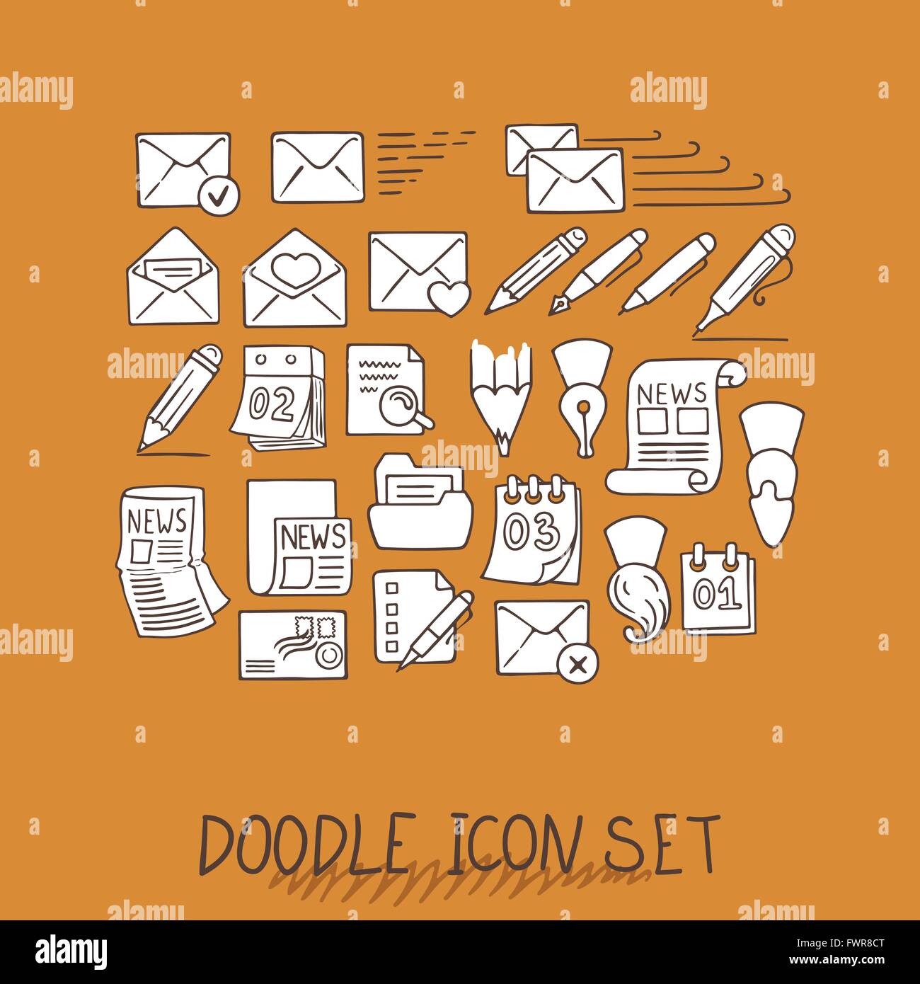 Set of Universal Doodle Icons. Variety of Topics Stock Vector Image ...