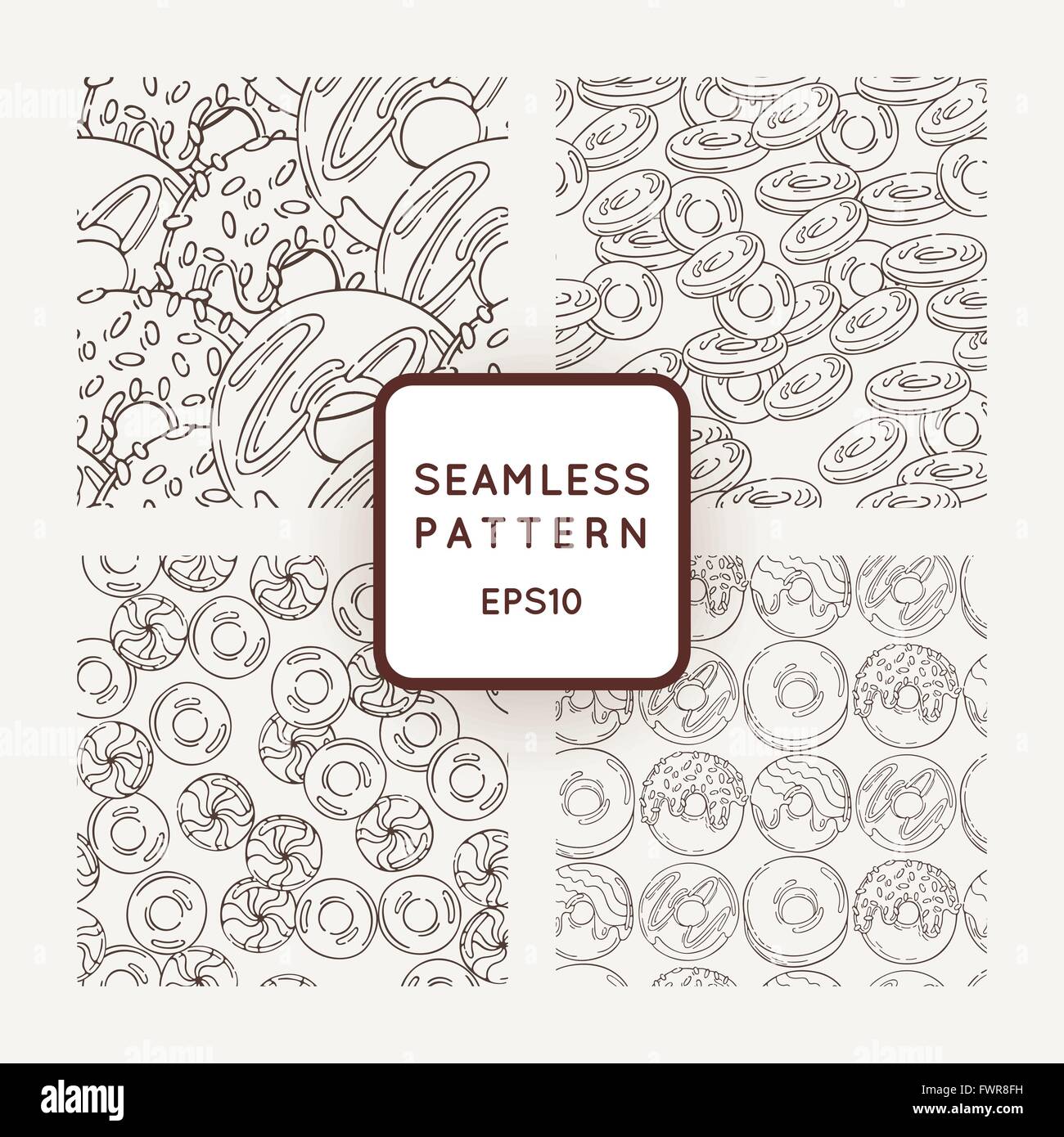 Set of Vector Candy and Donuts Seamless Patterns. Sweet Party Texture ...