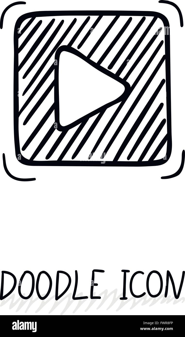 Doodle play button web icon. Vector illustration Stock Vector Image ...