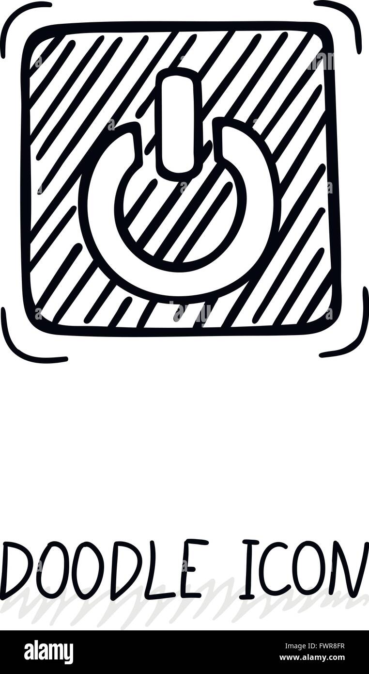 Doodle On/Off switch button. Stop/Close pictogram Stock Vector Image ...