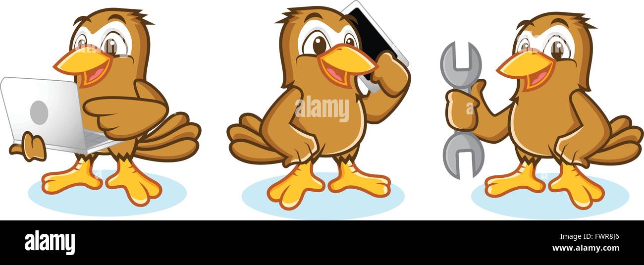 Sparrow Mascot Vector with phone Stock Vector Image & Art - Alamy