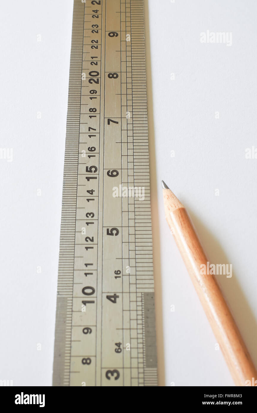 Ruler Paper Pencil 3 Stock Photo - Alamy