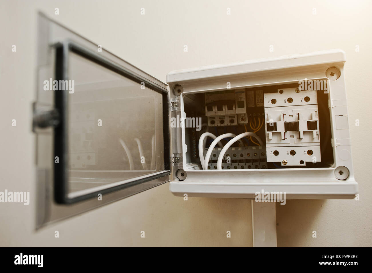 Opened electrical supplies in switchgear cabinet Stock Photo - Alamy