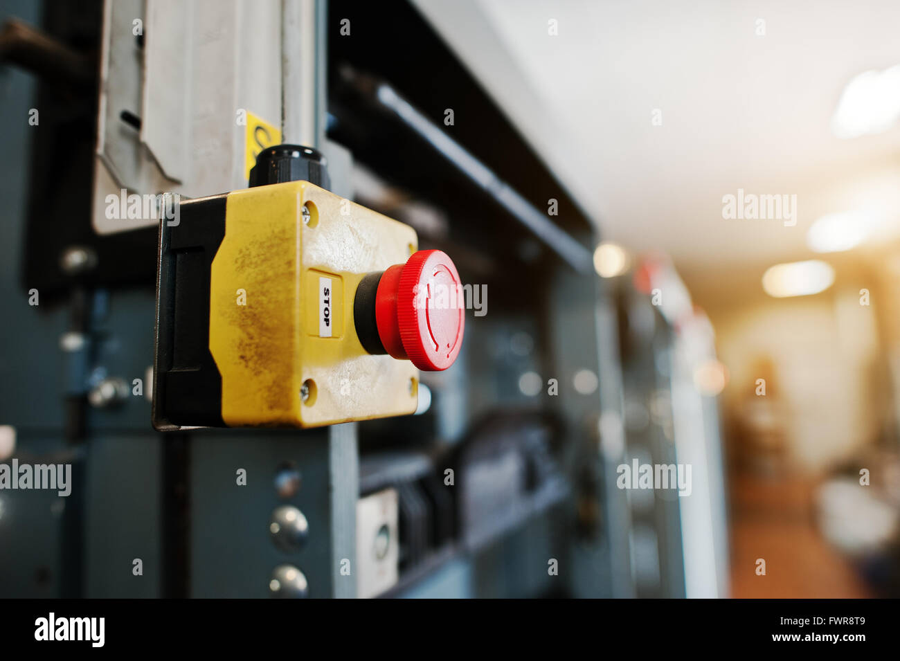 Stop switch in the engine room Stock Photo - Alamy