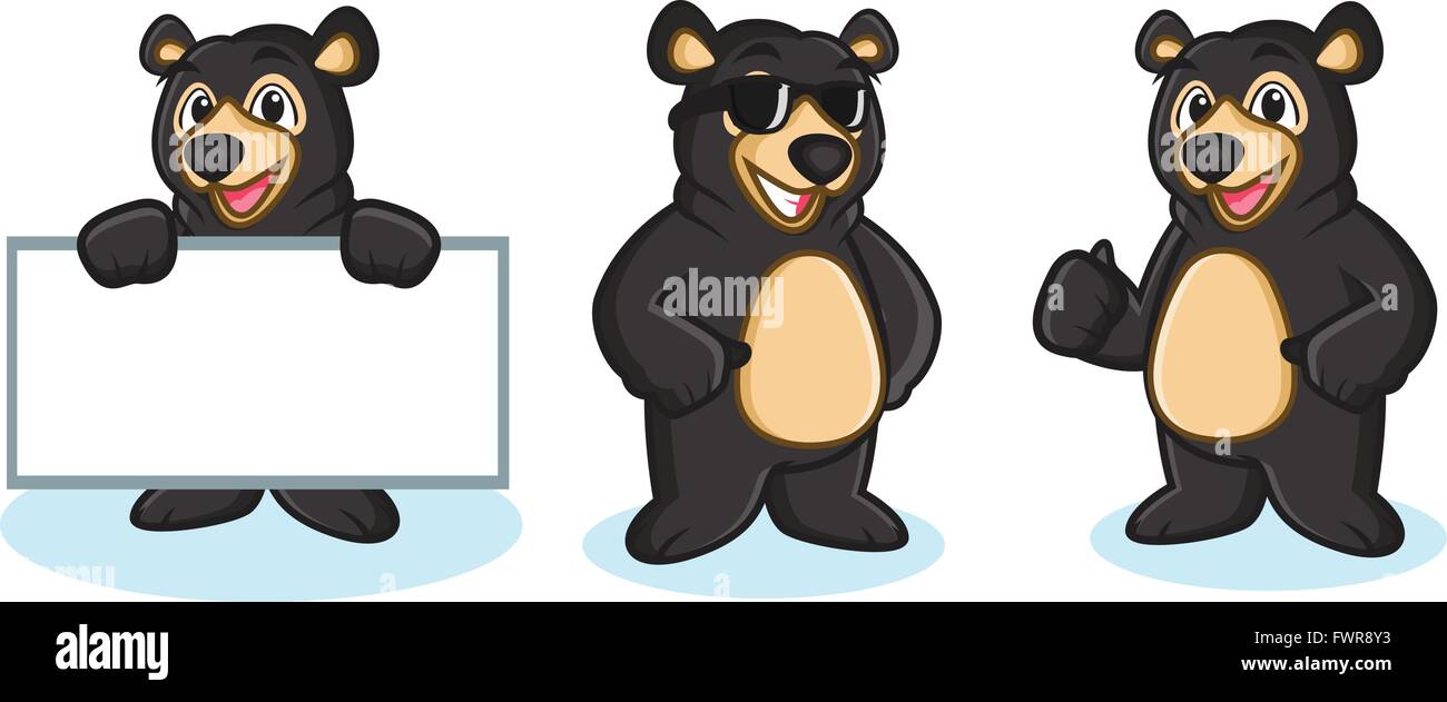 Black Bear Mascot happy Stock Vector Image & Art - Alamy