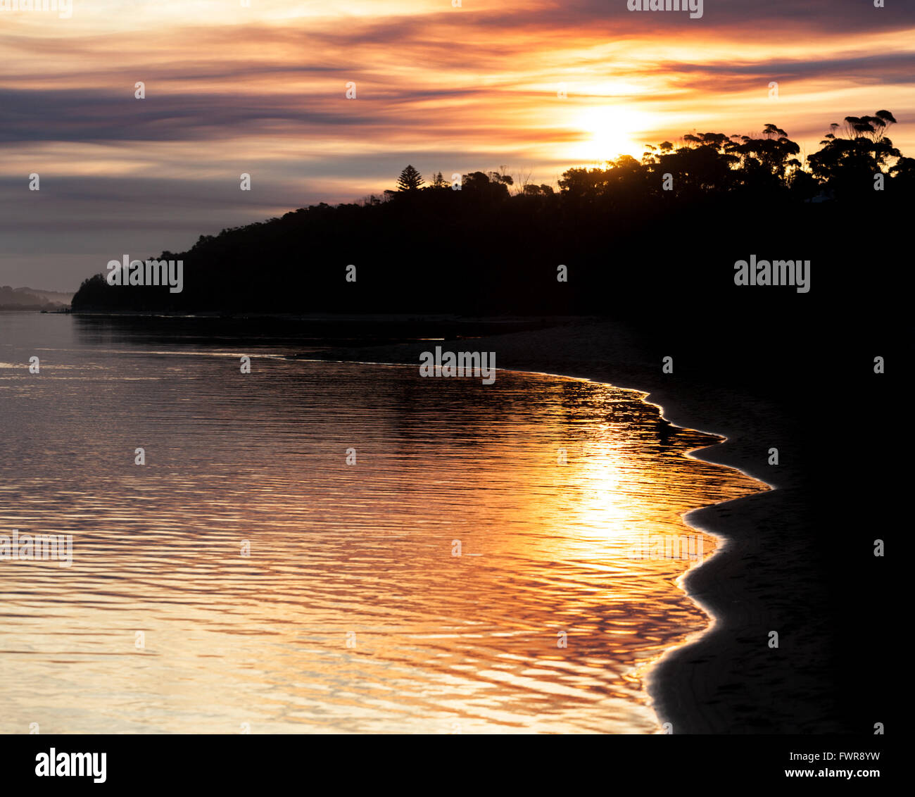 Magical wild vivid sunset, Snowy River Estuary, Marlo, Victoria ...