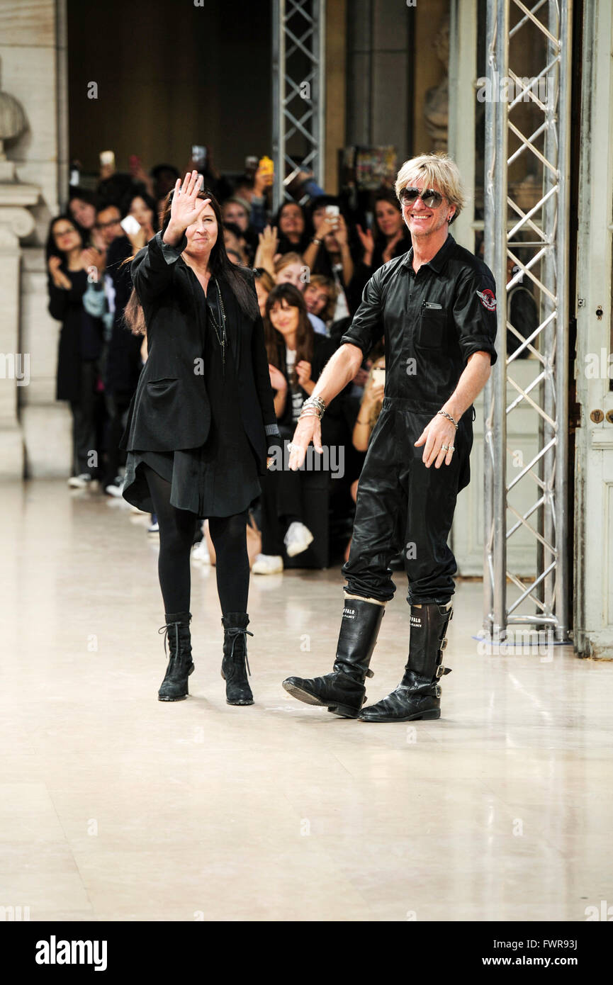 Fashion designers An Vandevorst and Filip Arickx walk the runway during ...
