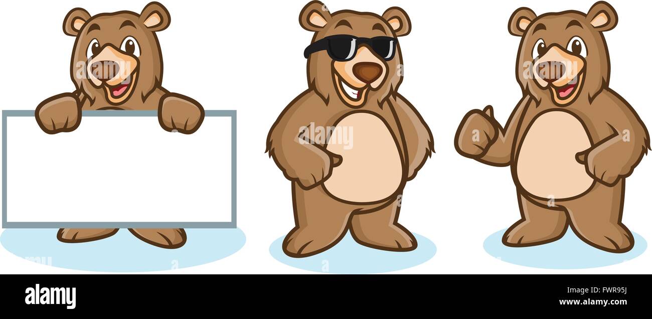 Grizzly Bear Mascot happy Stock Vector Image & Art - Alamy