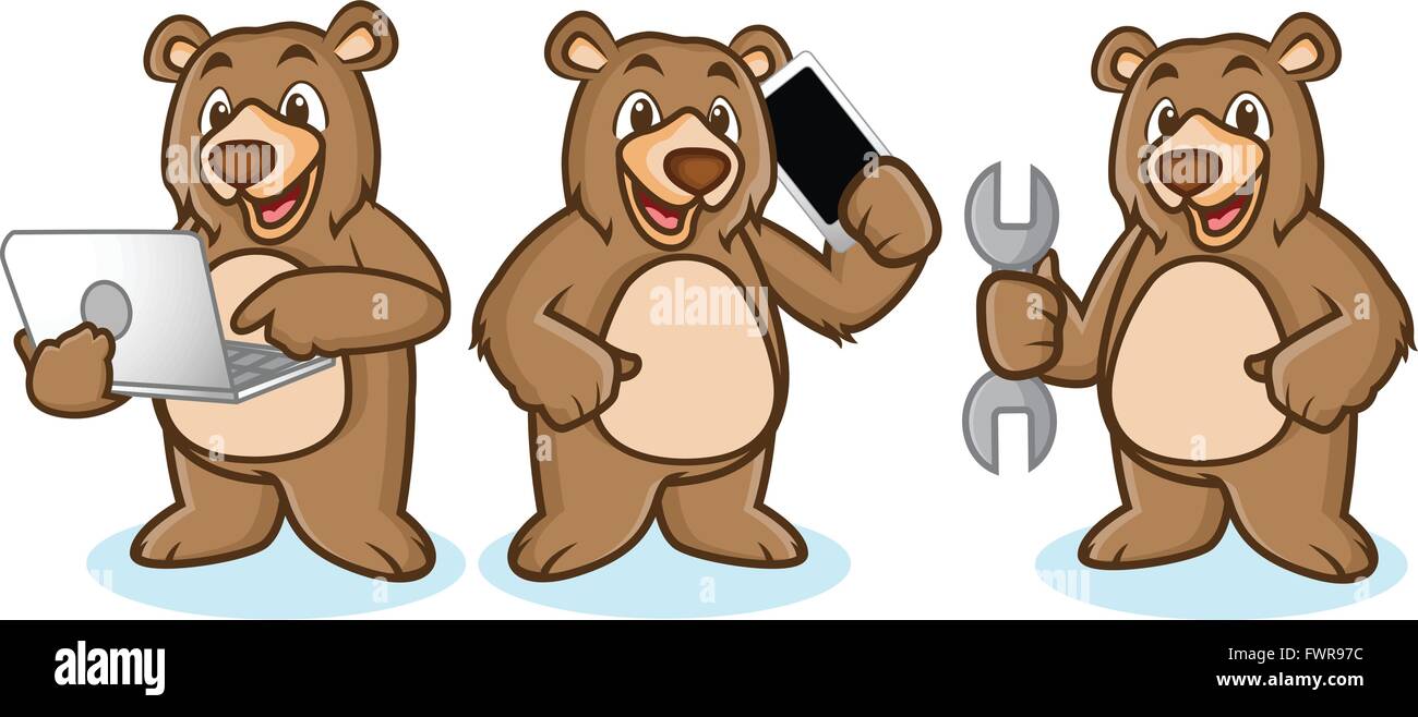 Grizzly Bear Mascot with laptop Stock Vector Image & Art - Alamy