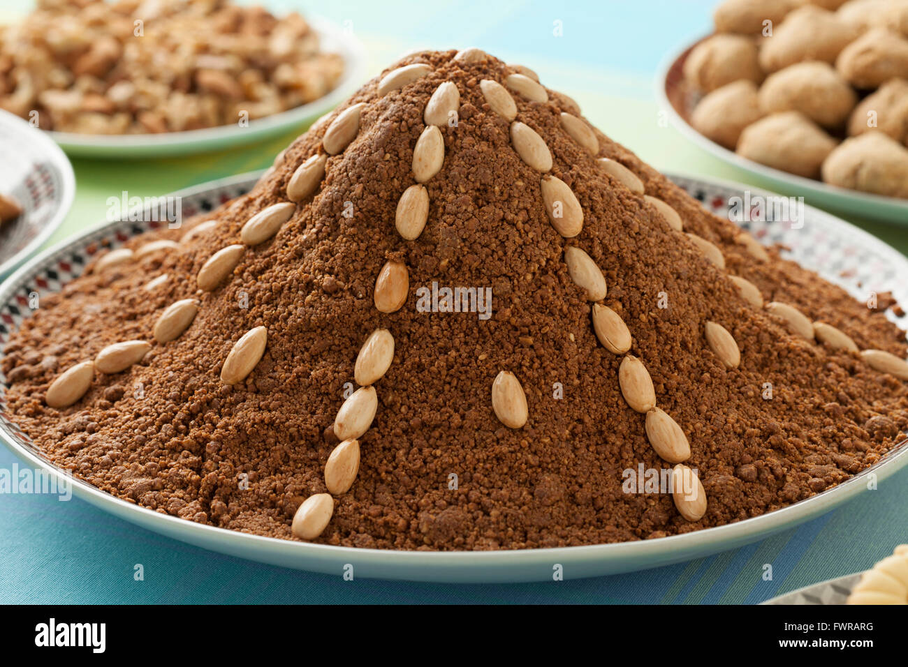 Traditional Moroccan dish with selou and almonds Stock Photo - Alamy