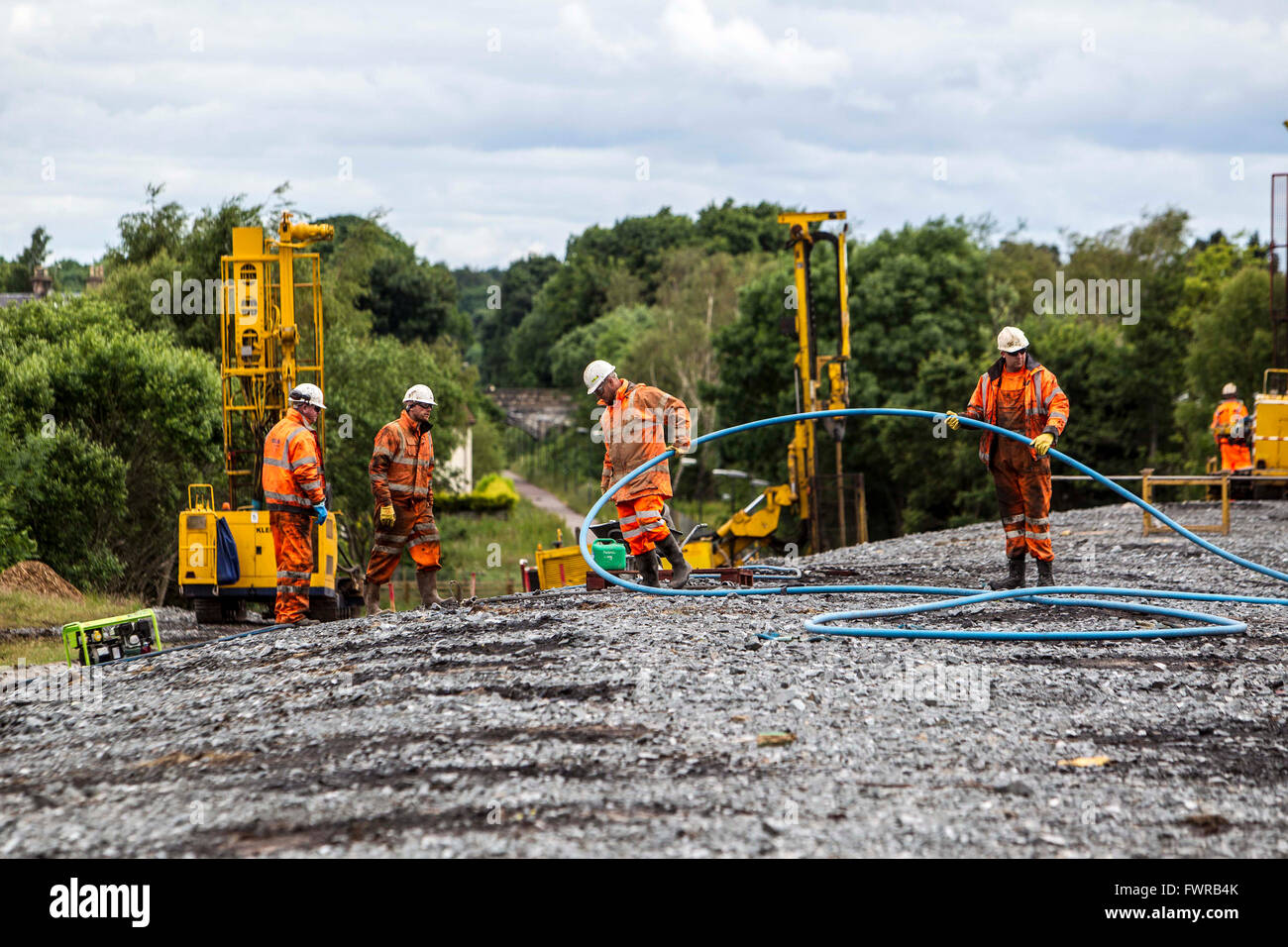 Construction workers during Borders Railway Construction Stock Photo ...