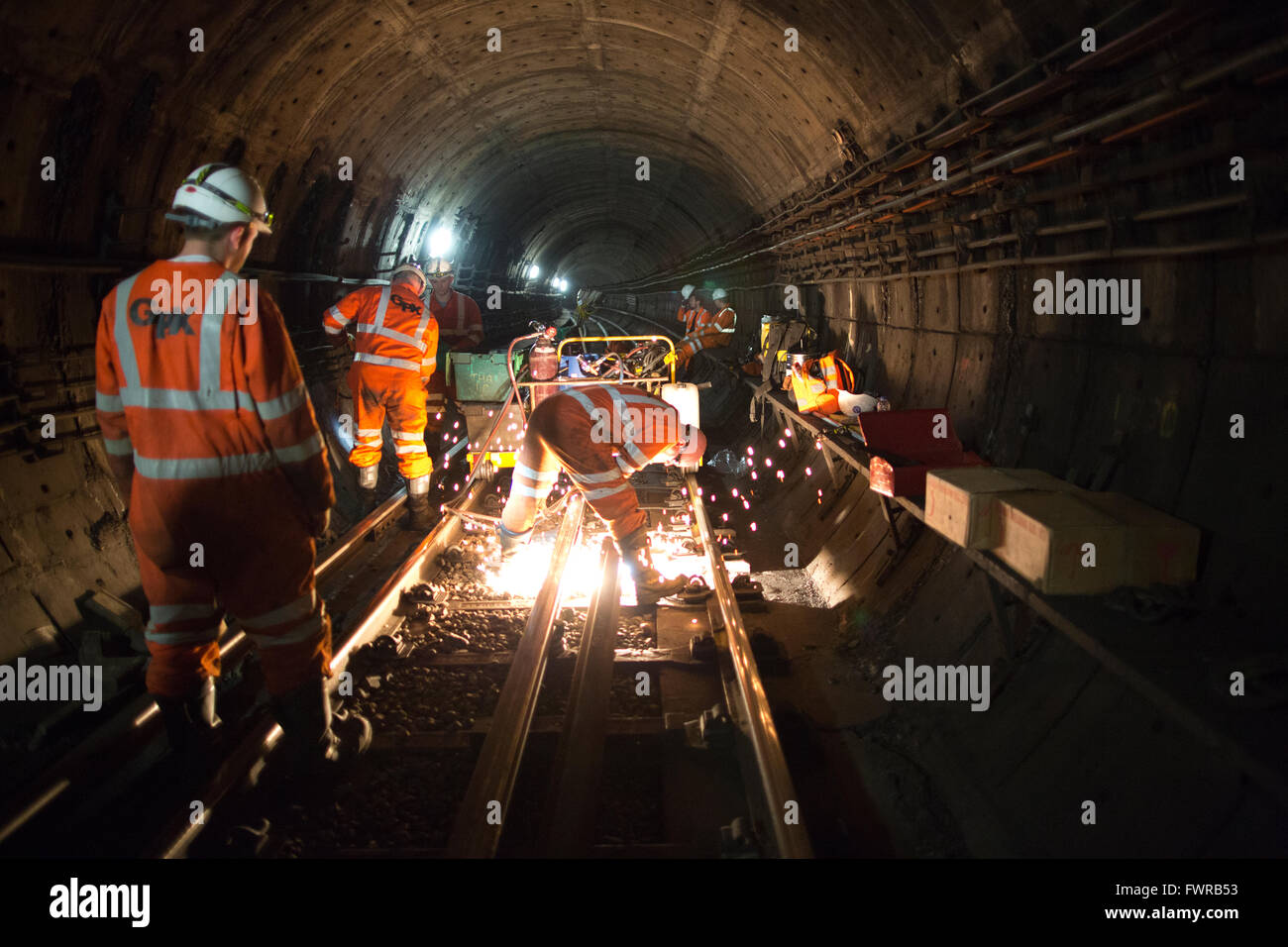 Engineers prepare replacement track components before using thermite ...