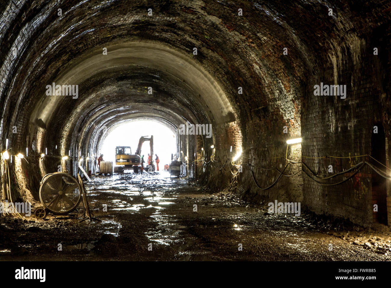 Construction in tunnel during Borders Railway Construction Stock Photo ...