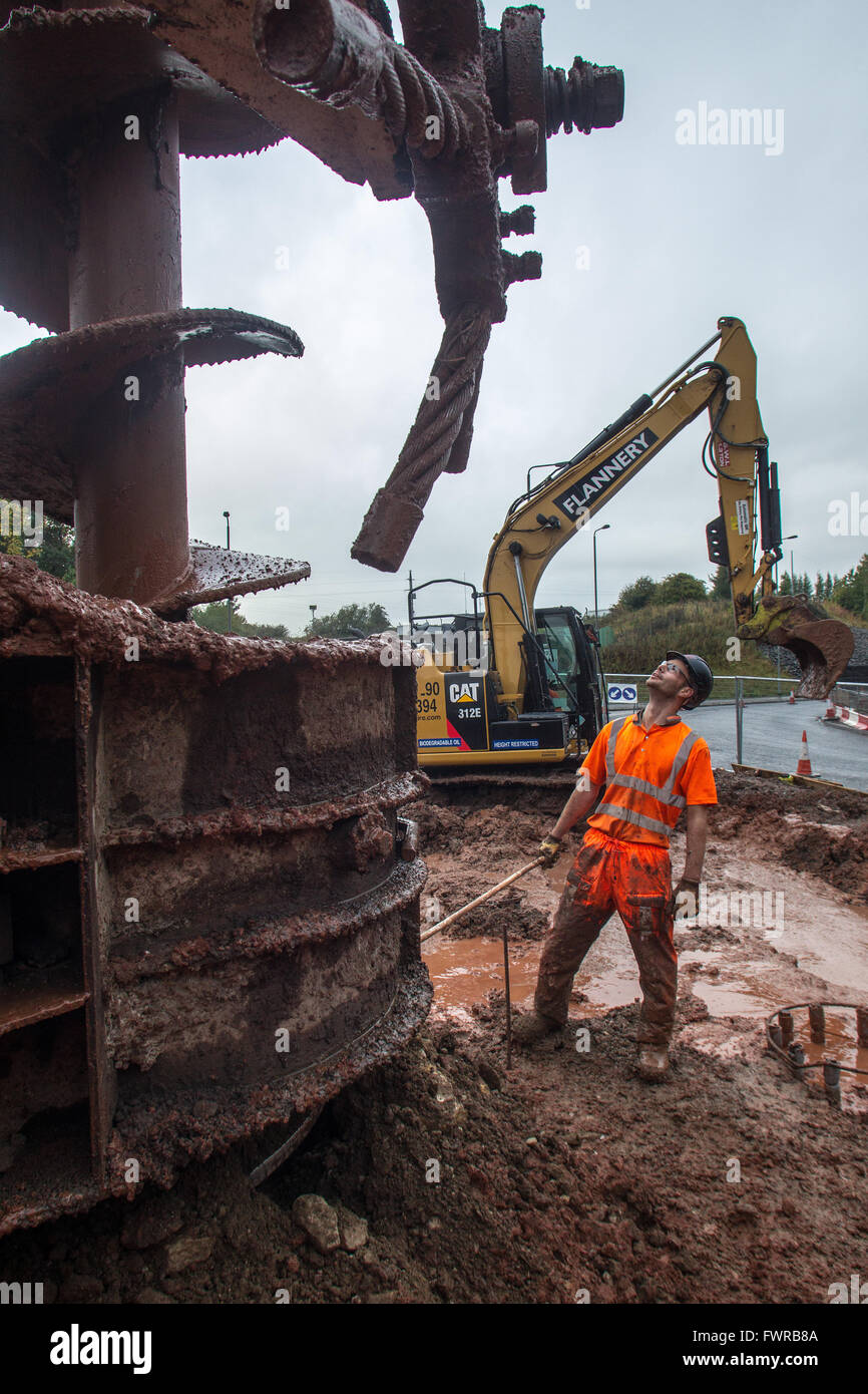 Giant drill in action during Borders Railway Construction Stock Photo ...