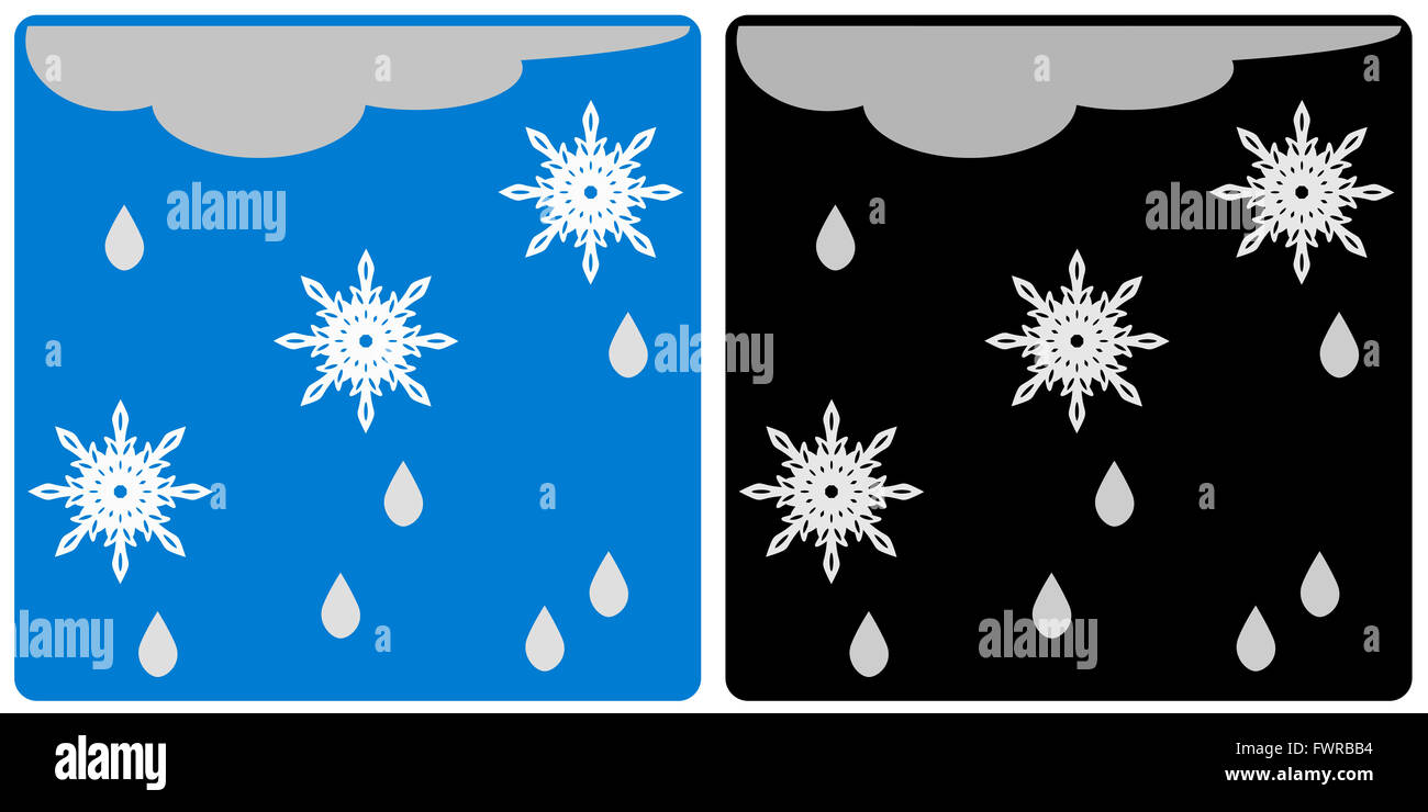 Snow and rain icon. Day and night weather Stock Photo - Alamy
