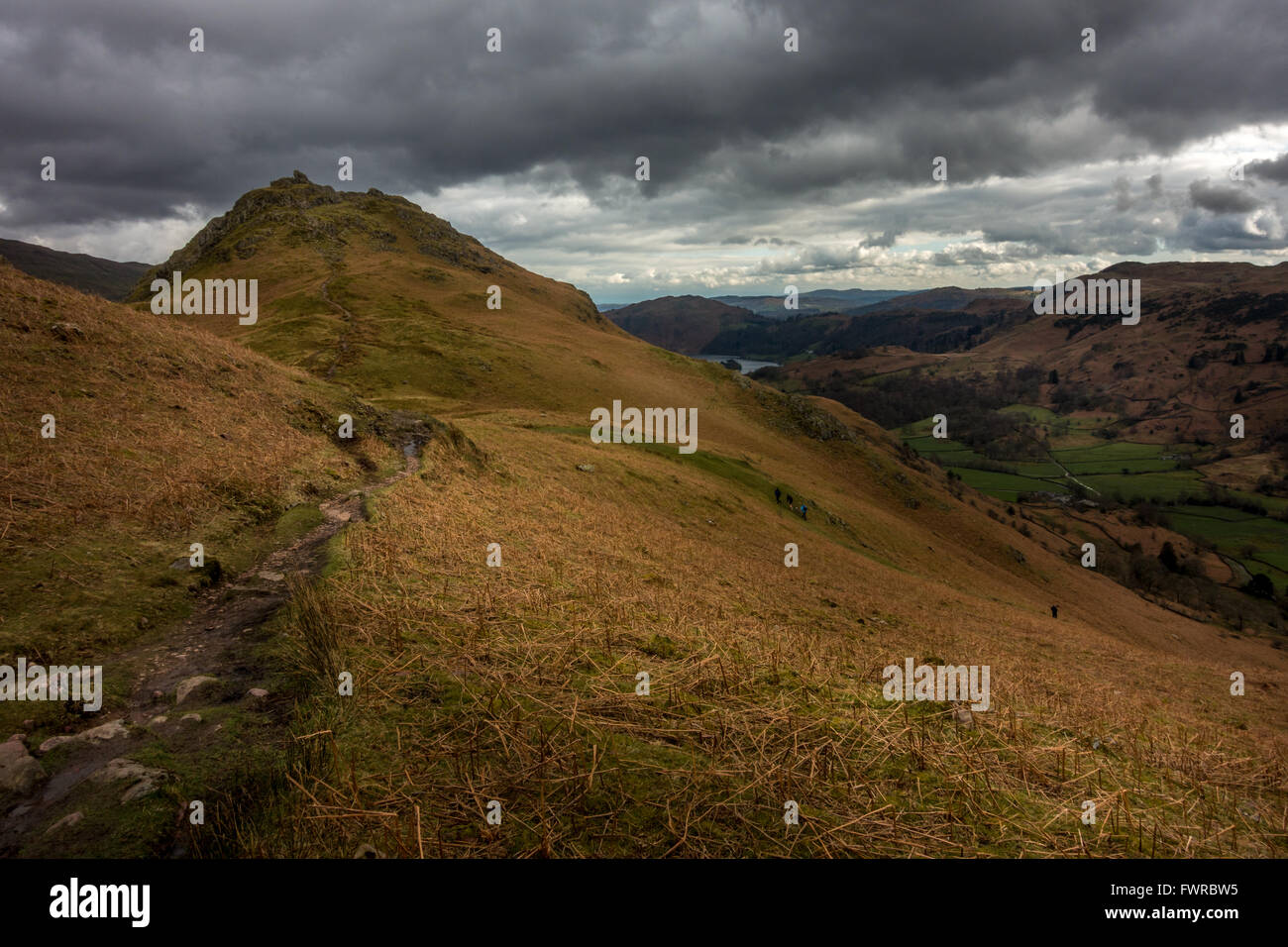 Path looking towards Helm Crag (The Lion and the Lamb) and Grasmere ...