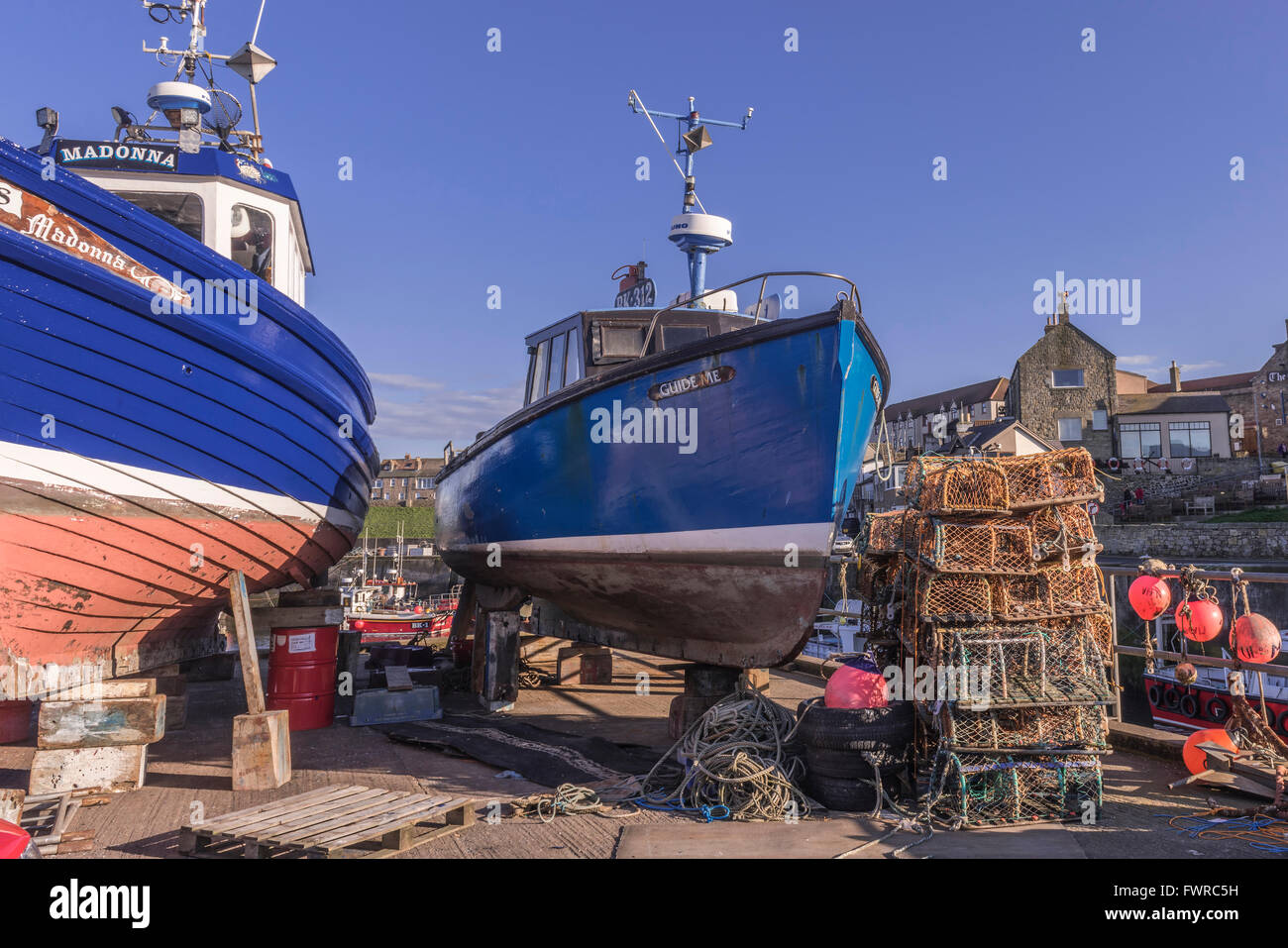 Seahouses harbour Northumberland. North East England. Fishing boats ...