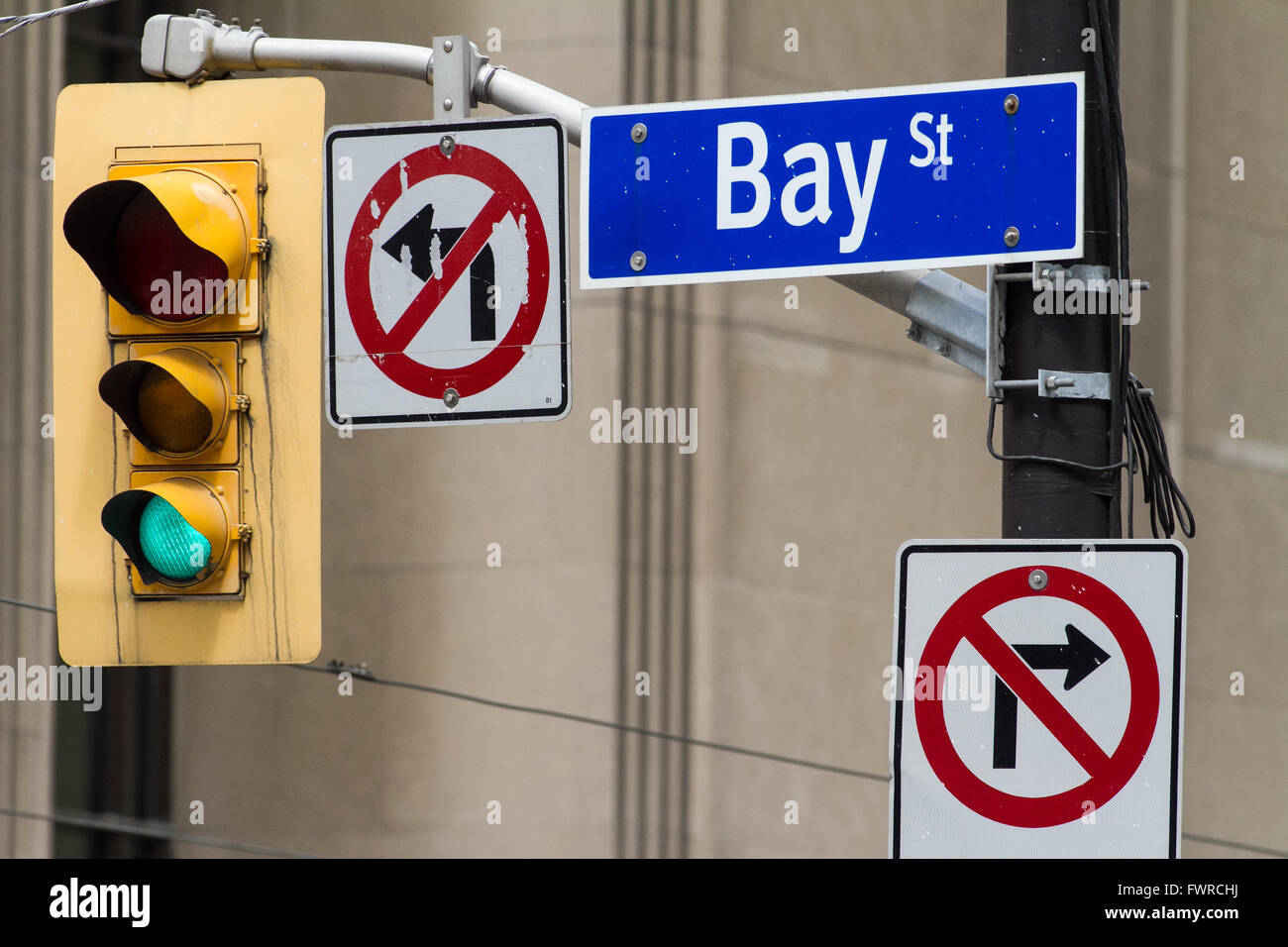Bay street sign in downtown Toronto, Ont., on May 29, 2012 Stock Photo ...