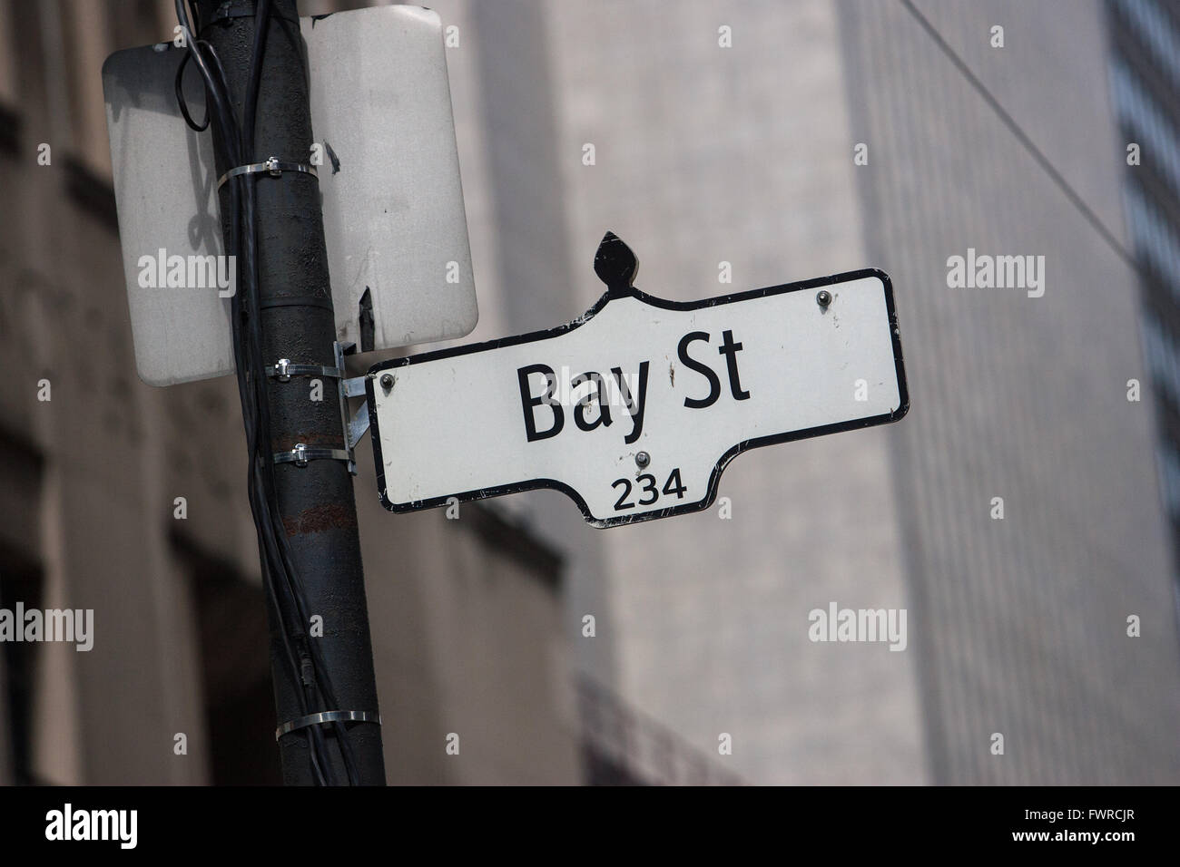 Bay street sign in downtown Toronto, Ont., on May 29, 2012 Stock Photo ...