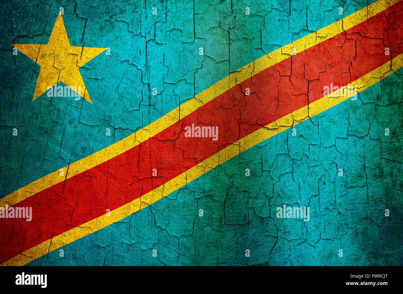 Democratic Republic of The Congo flag on an old cracked wall Stock ...