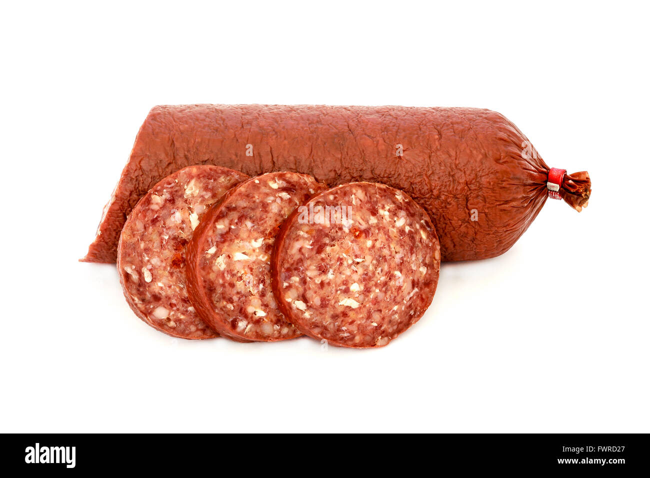 Sujuk sausage isolated on white background Stock Photo - Alamy