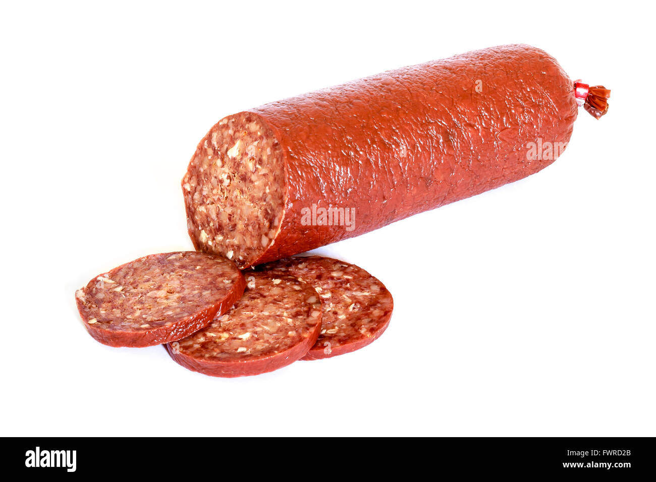 Sujuk sausage isolated on white background Stock Photo - Alamy