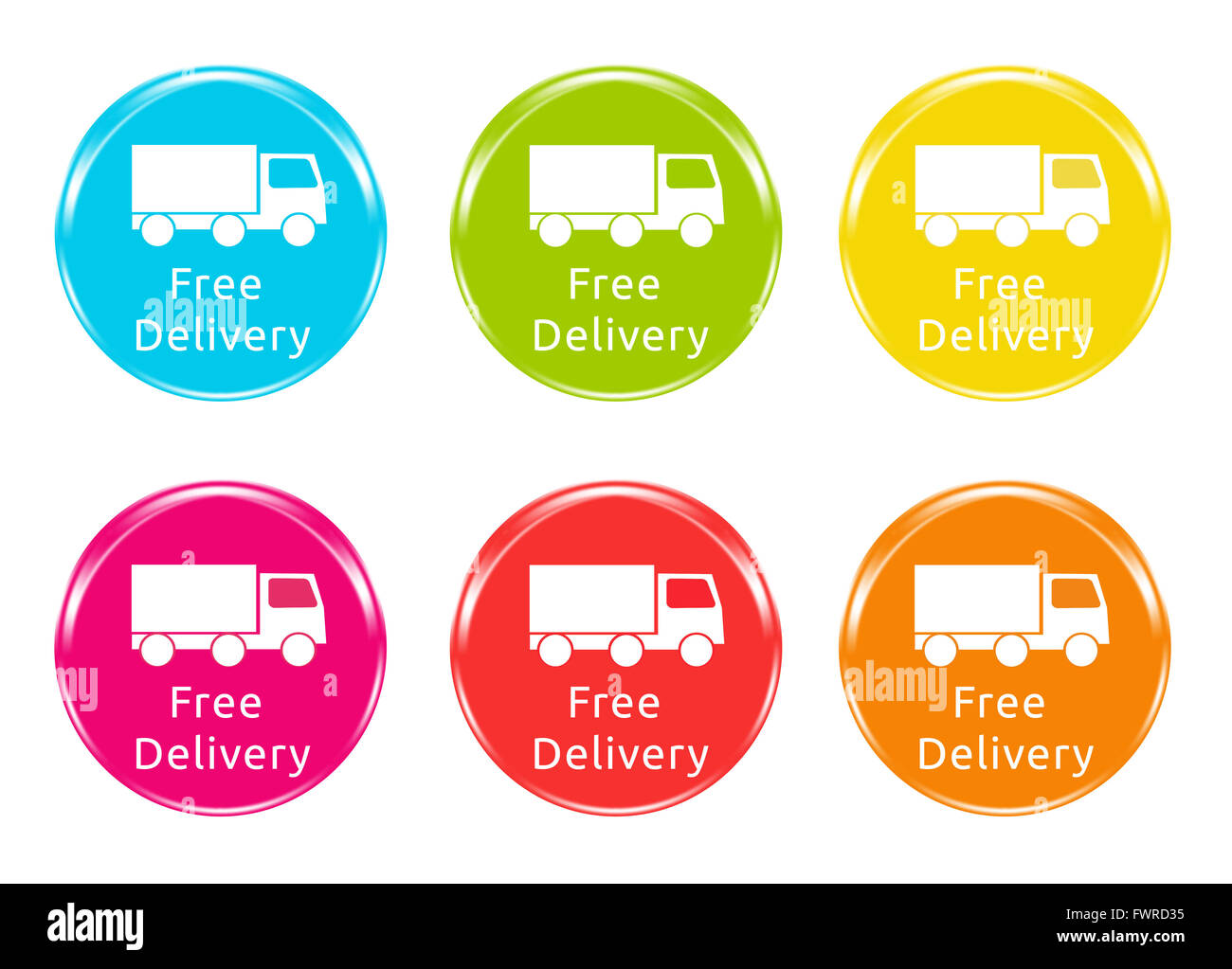 Set of colorful icons to symbolize Free Delivery Shipping Stock Photo ...