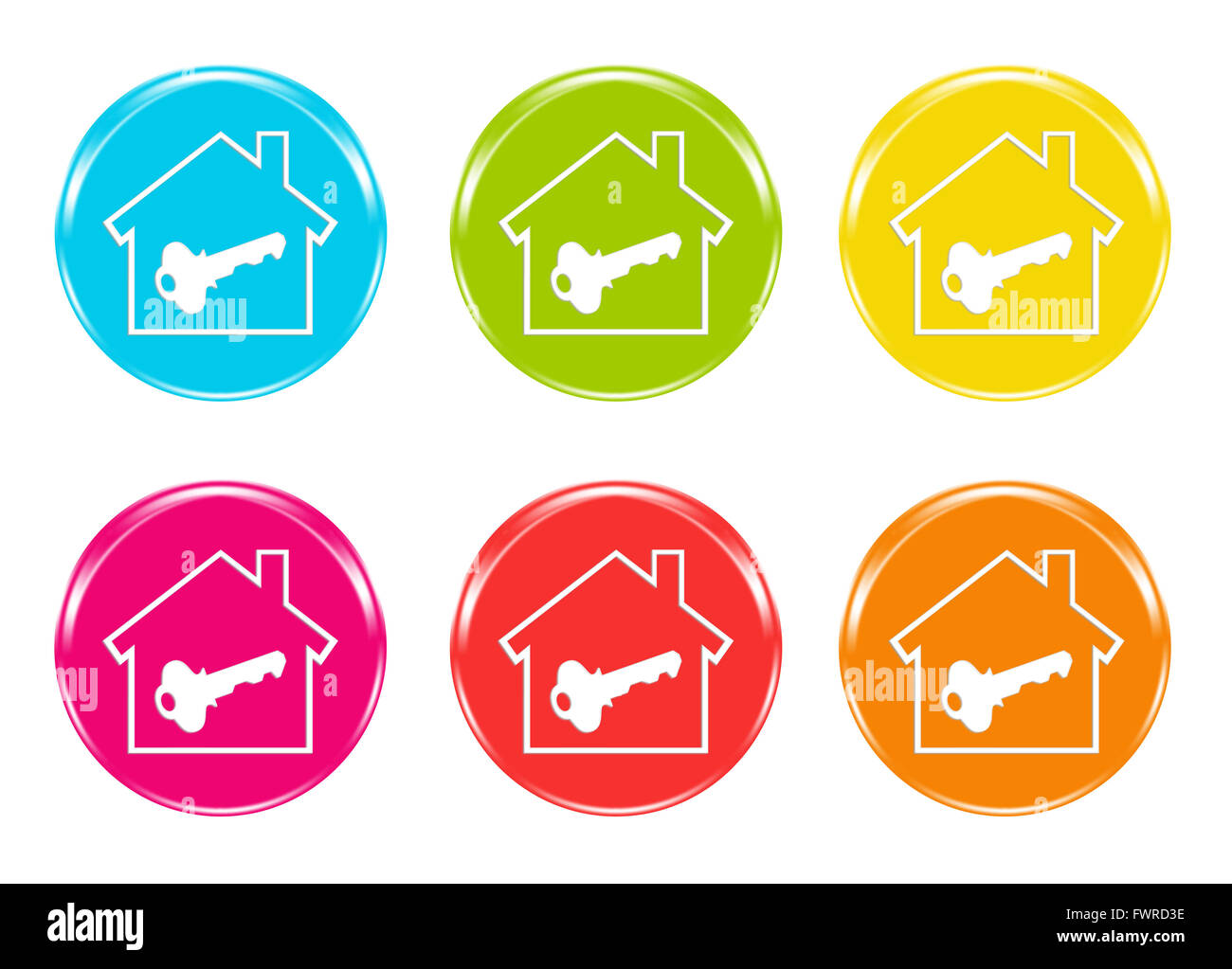 Set of colorful icons with a house and key symbol Stock Photo - Alamy
