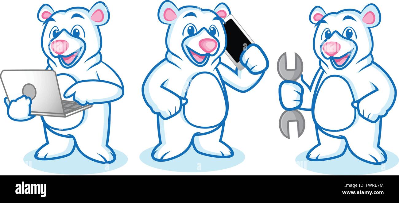 Polar Bear Mascot with laptop Stock Vector Image & Art - Alamy