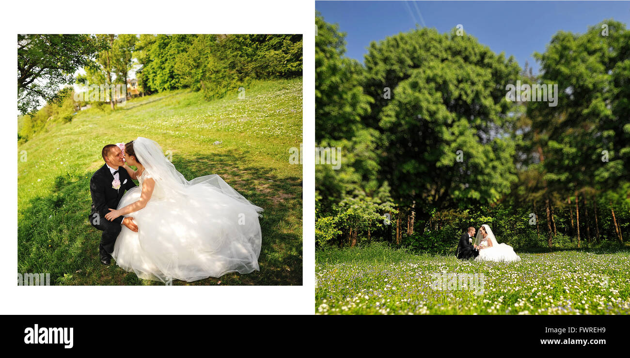 Dual pages a large collage of wedding book of wedding couple Stock ...