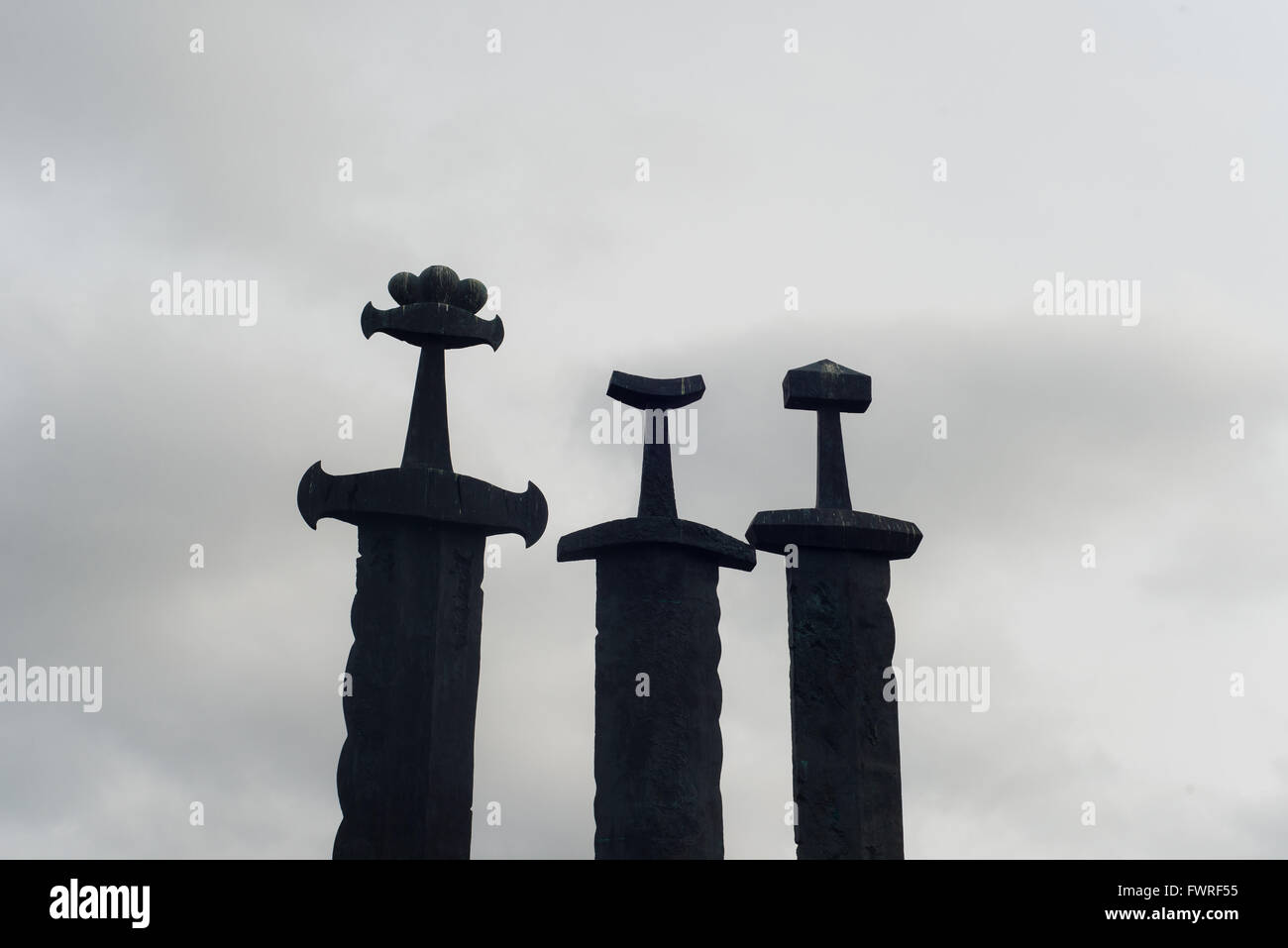 Sverd i fjell swords at stavanger almost shadow with grey sky Stock ...