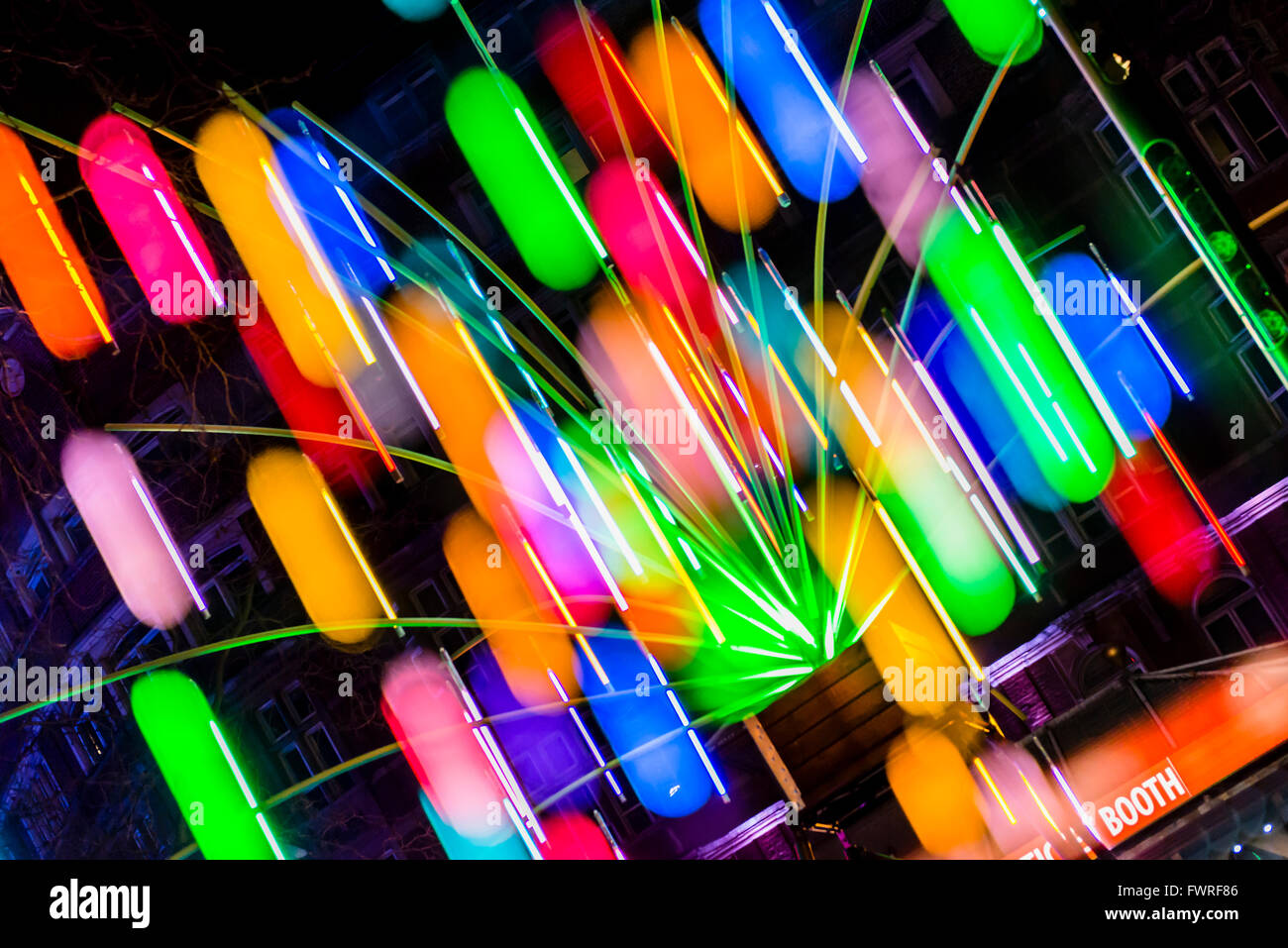 Abstract multiple exposure patterns of colorful lights at night on ...